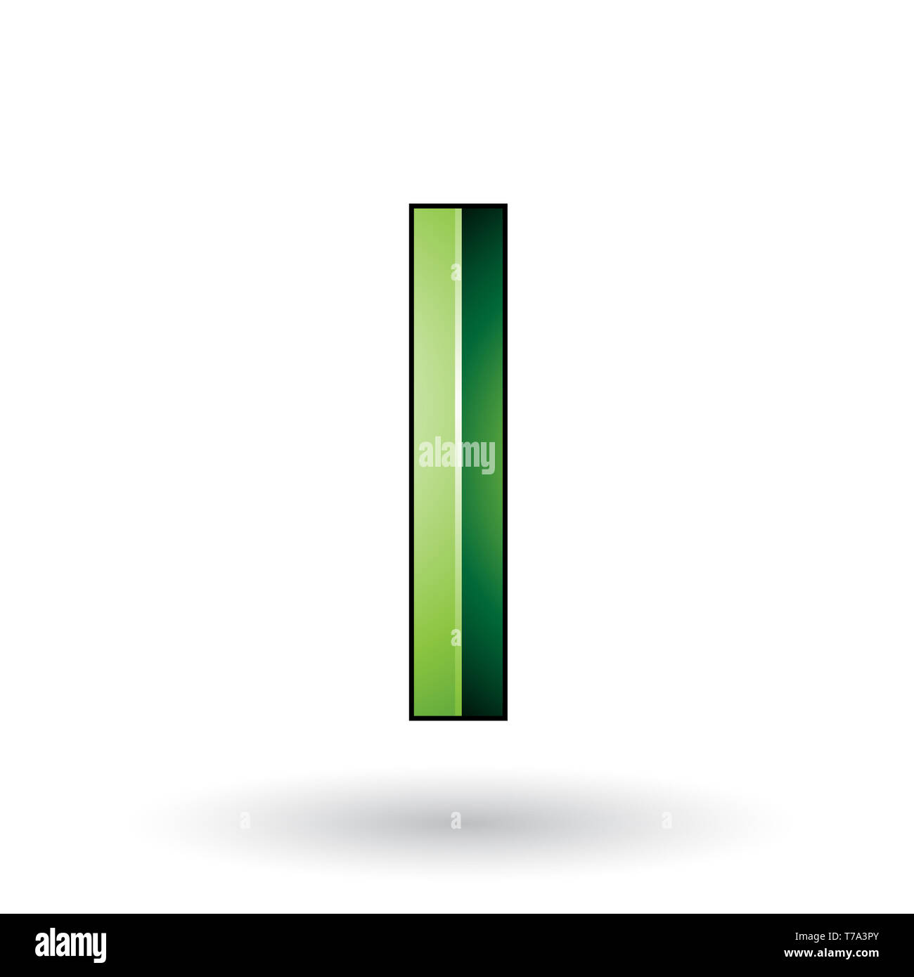 Vector Illustration of Green Glossy Embossed Letter I with a Dark ...
