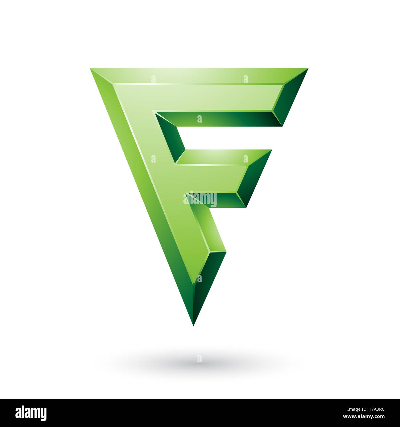 Vector Illustration of Green Glossy Geometrical Letter F isolated on a ...