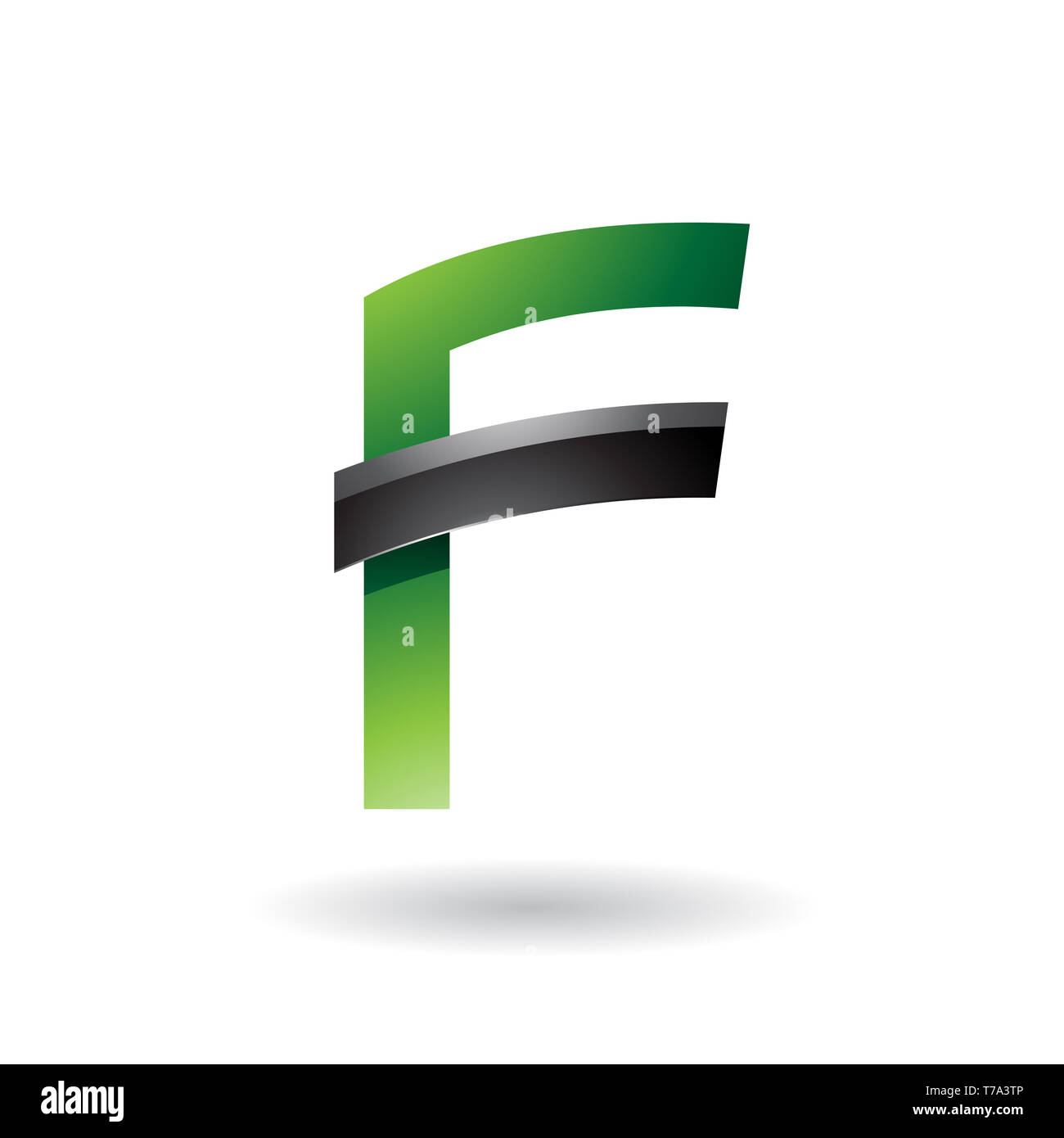 Vector Illustration of Green Letter F with Black Glossy Stick isolated ...