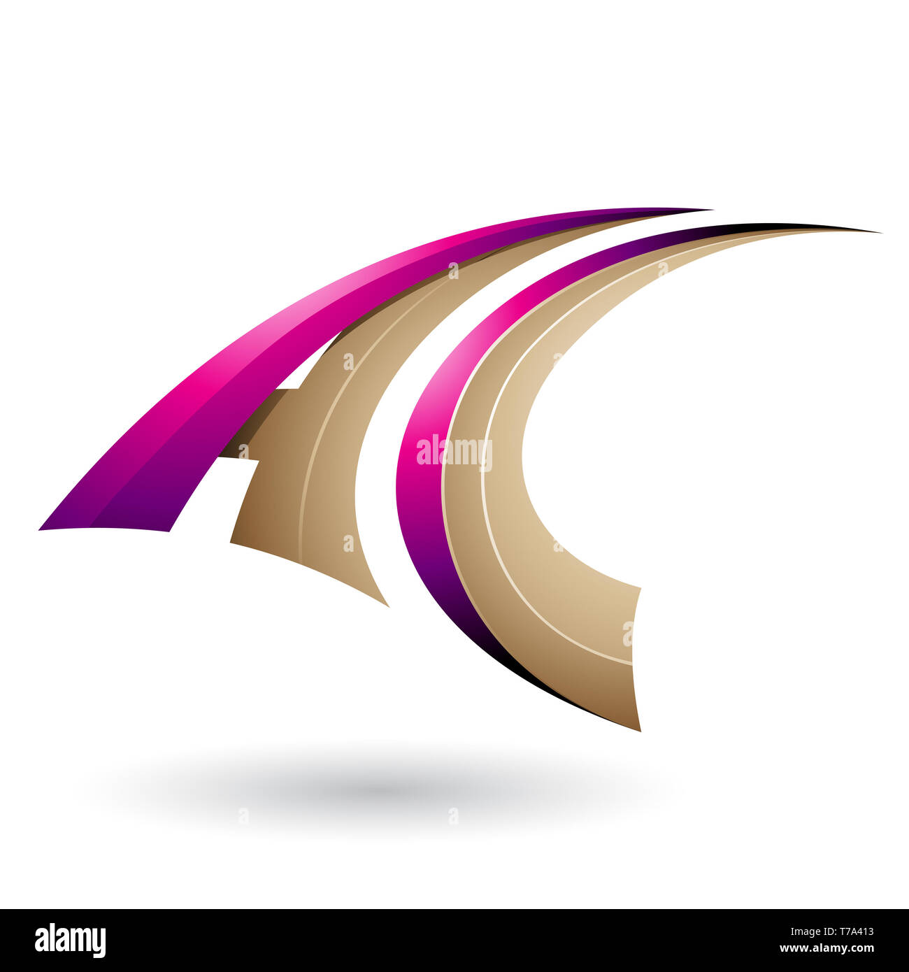 Vector Illustration of Magenta and Beige Dynamic Flying Letter A and C ...