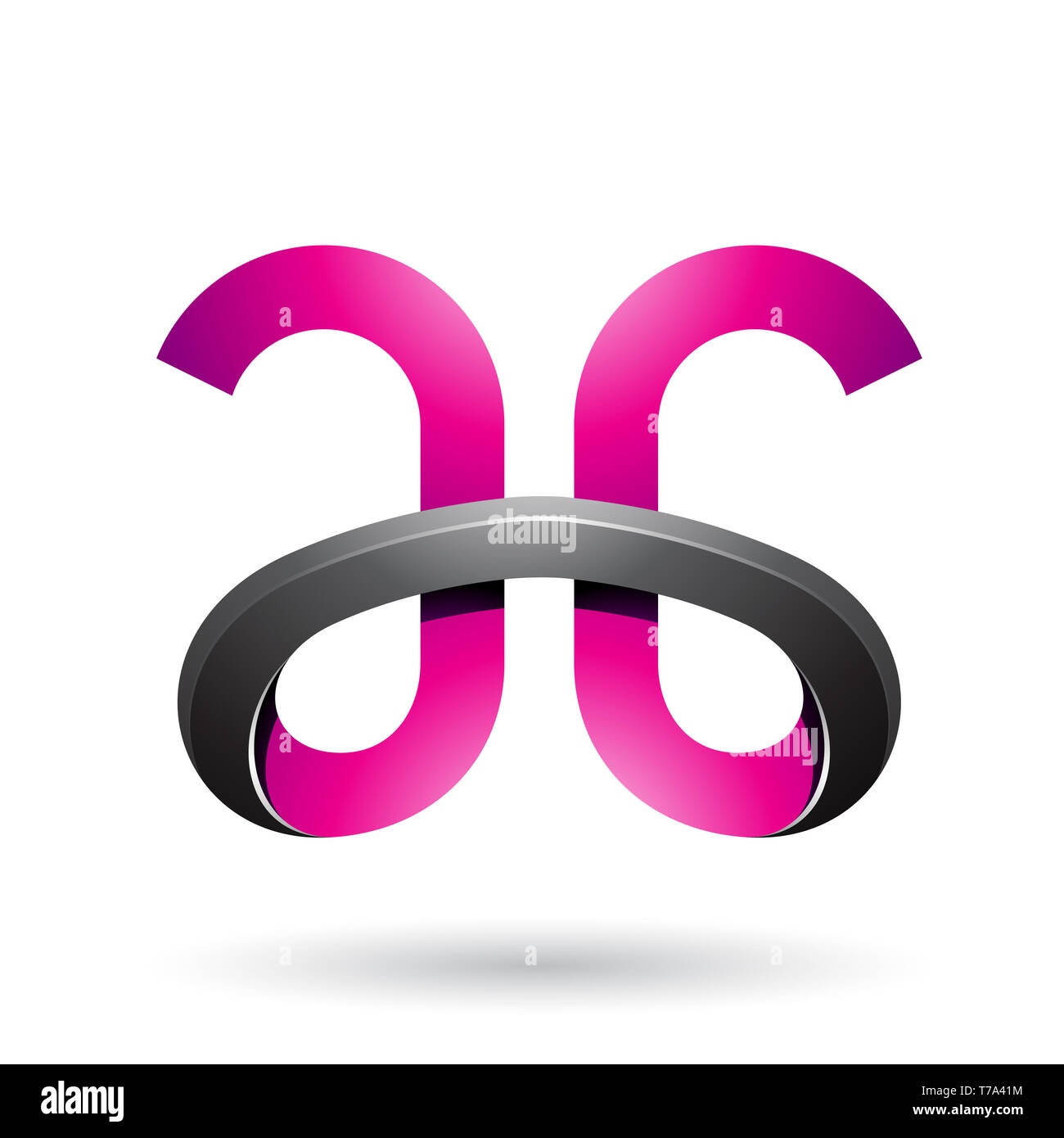 Vector Illustration of Magenta and Black Bold Curvy Letters A and G ...