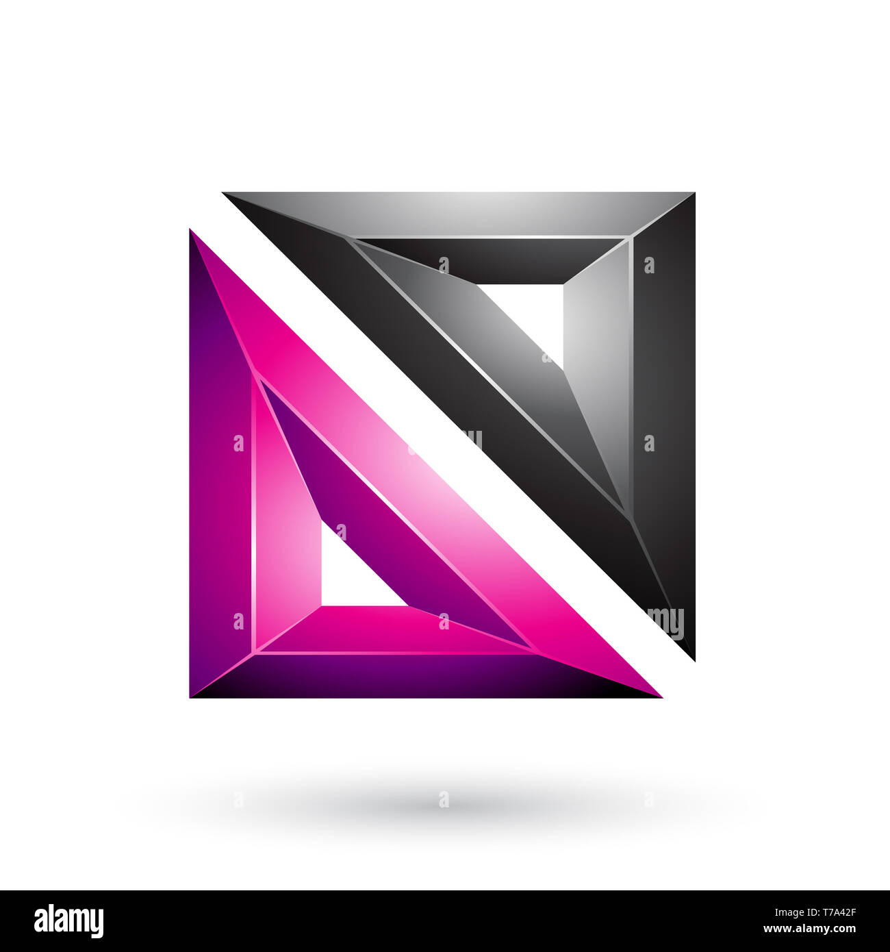 Vector Illustration of Magenta and Black Frame Like Embossed Square ...