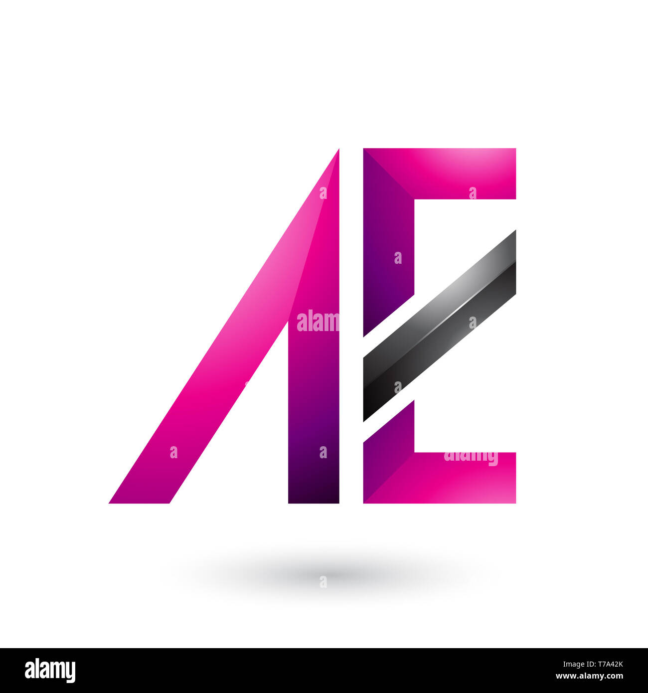 Vector Illustration of Magenta and Black Geometrical Dual Letters of A ...