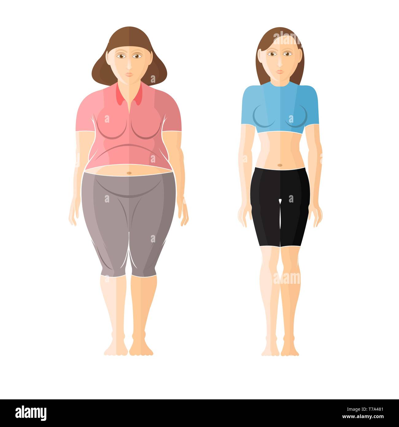 two girls one slender another full Stock Vector Image & Art - Alamy