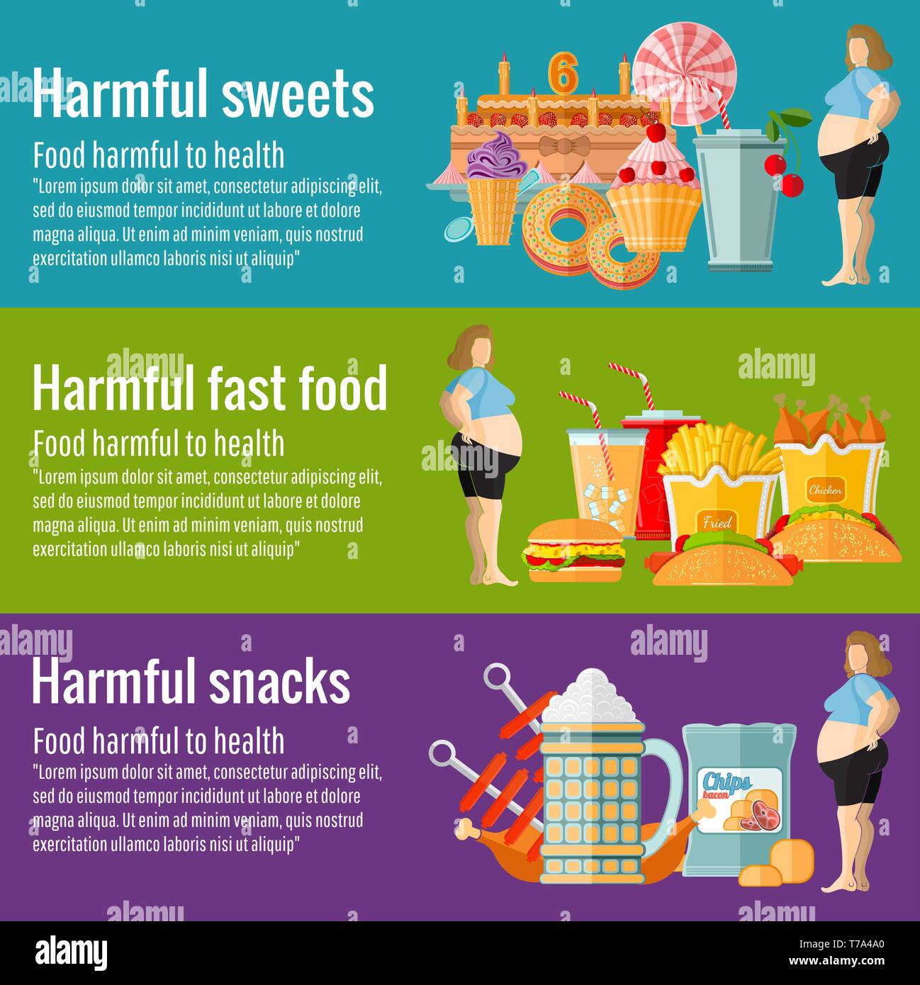 Health life brochure with woman and food in flat style Stock Vector ...