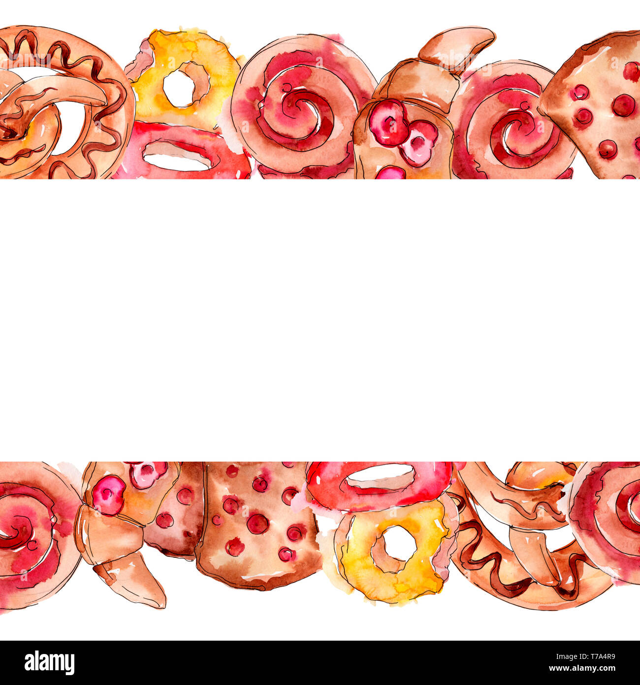 Tasty buns in a watercolor style food. Watercolour background ...