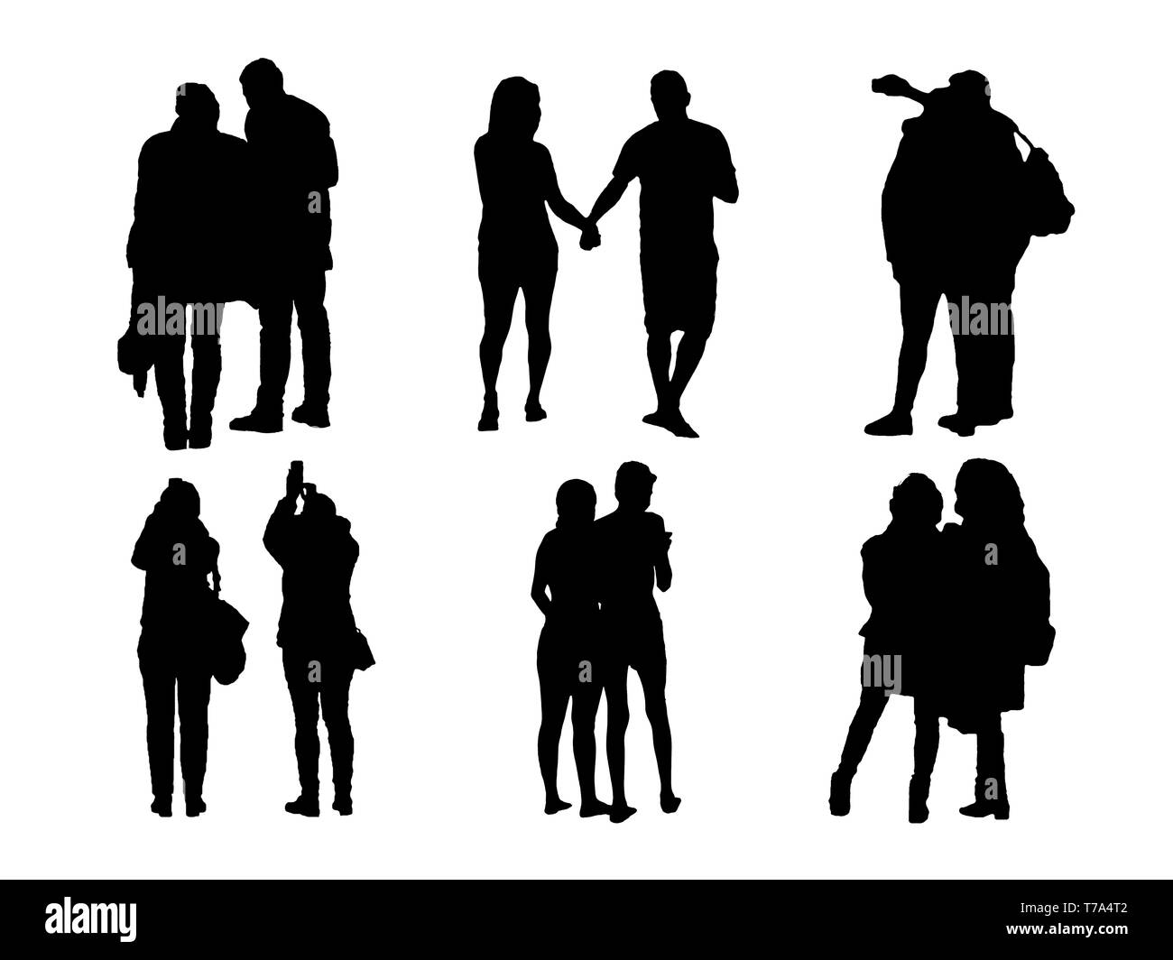 Couple back view white background Black and White Stock Photos & Images ...