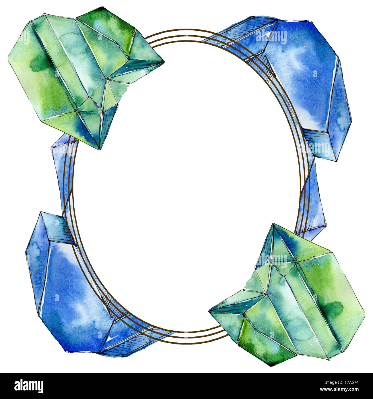 Colorful diamond rock jewelry minerals. Watercolor background ...