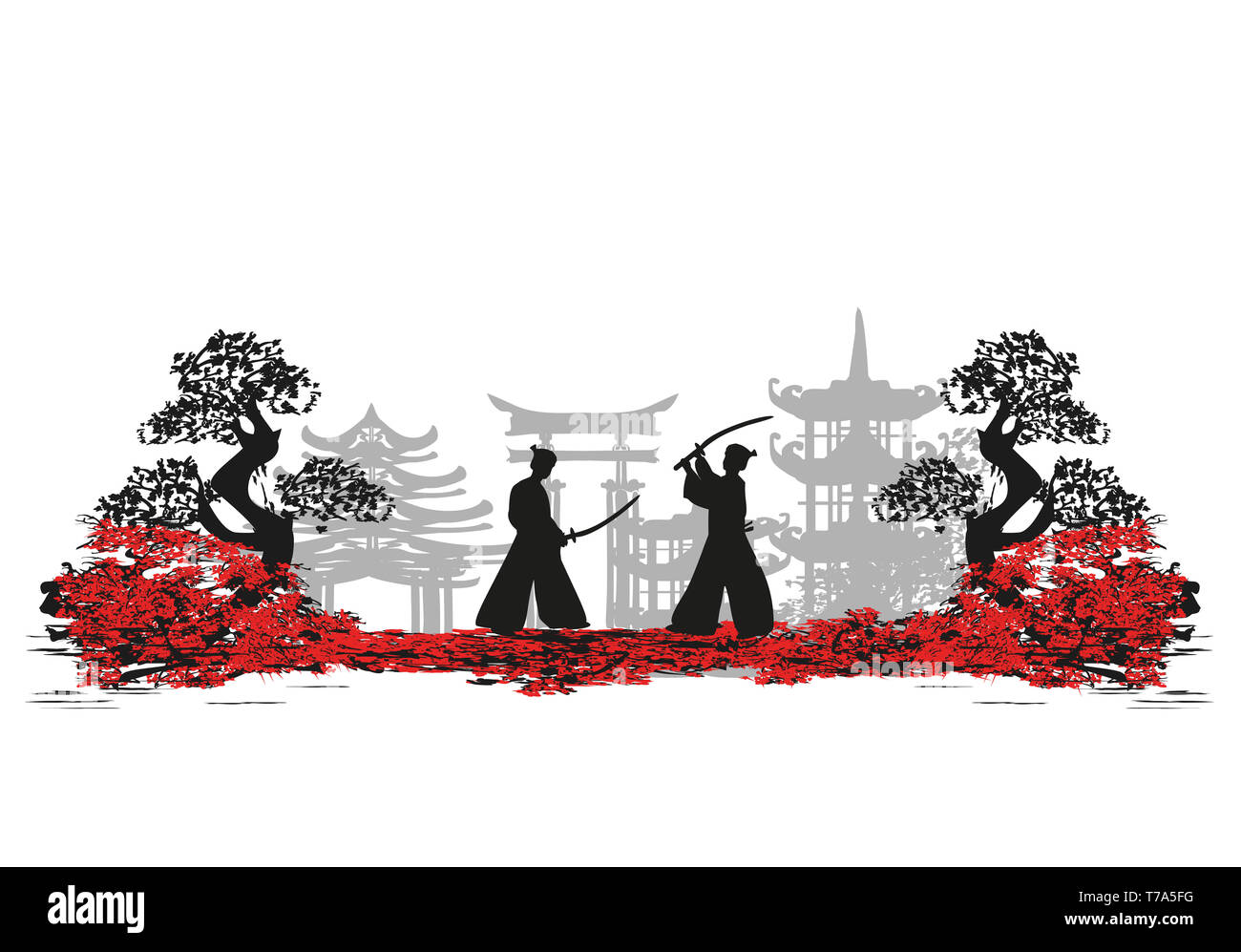 Japanese Samurai fighters card Stock Photo - Alamy