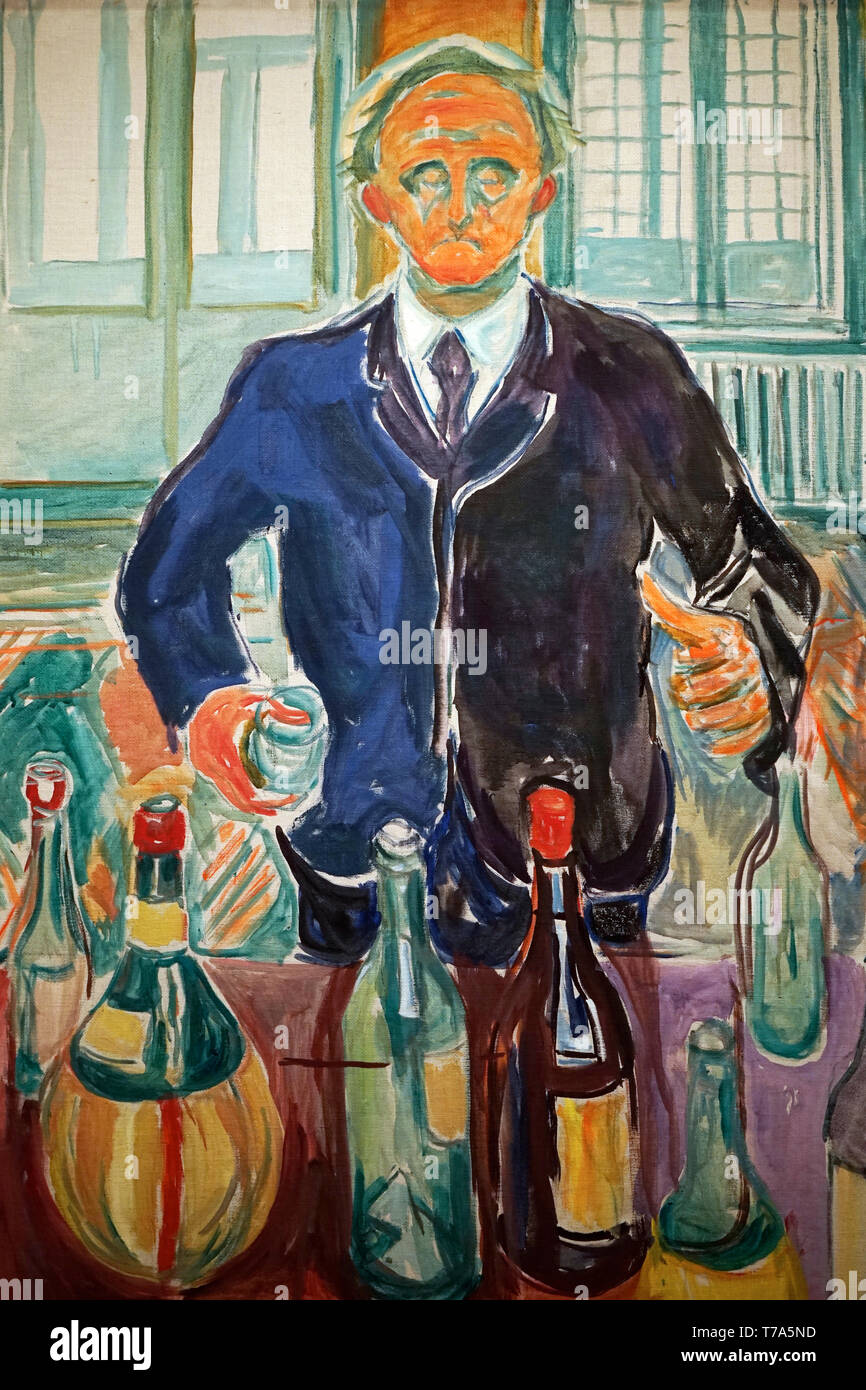 Self-Portrait with Bottles (1938).Munch Museum.Oslo.Norway Stock Photo ...
