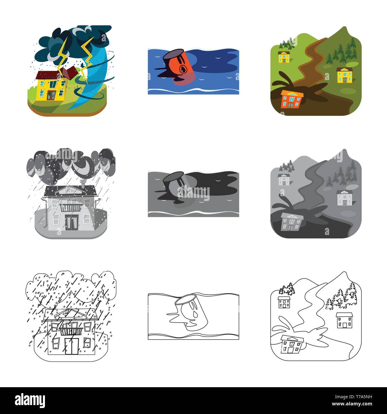 Vector illustration of weather and distress icon. Collection of weather ...