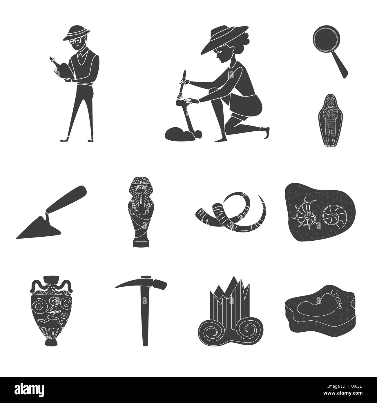 archaeologist,lens,mummy,tool,sarcophagus,horn,rock,amphora,pickaxe ...