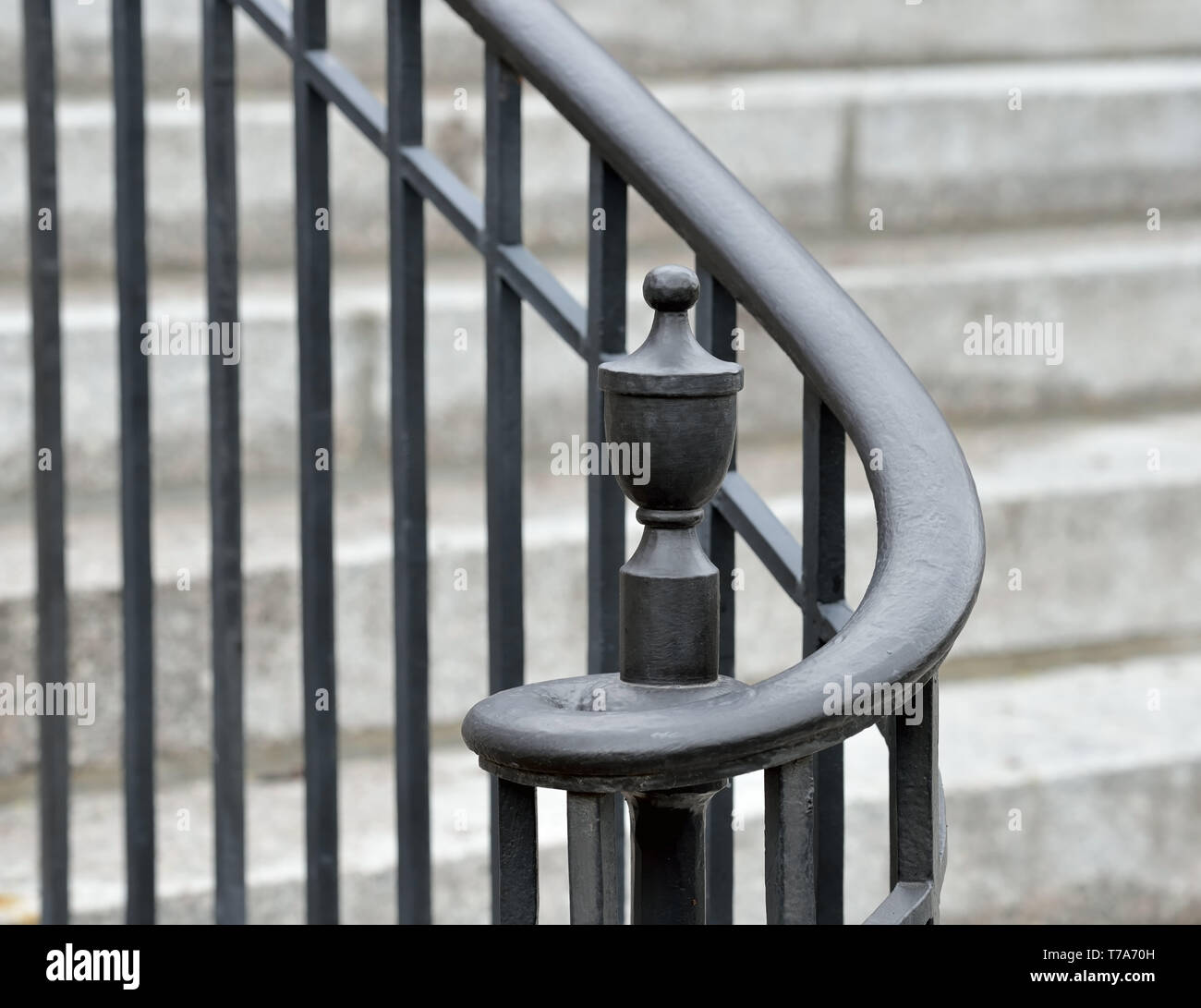Iron handrail, volute and finial detail Stock Photo - Alamy