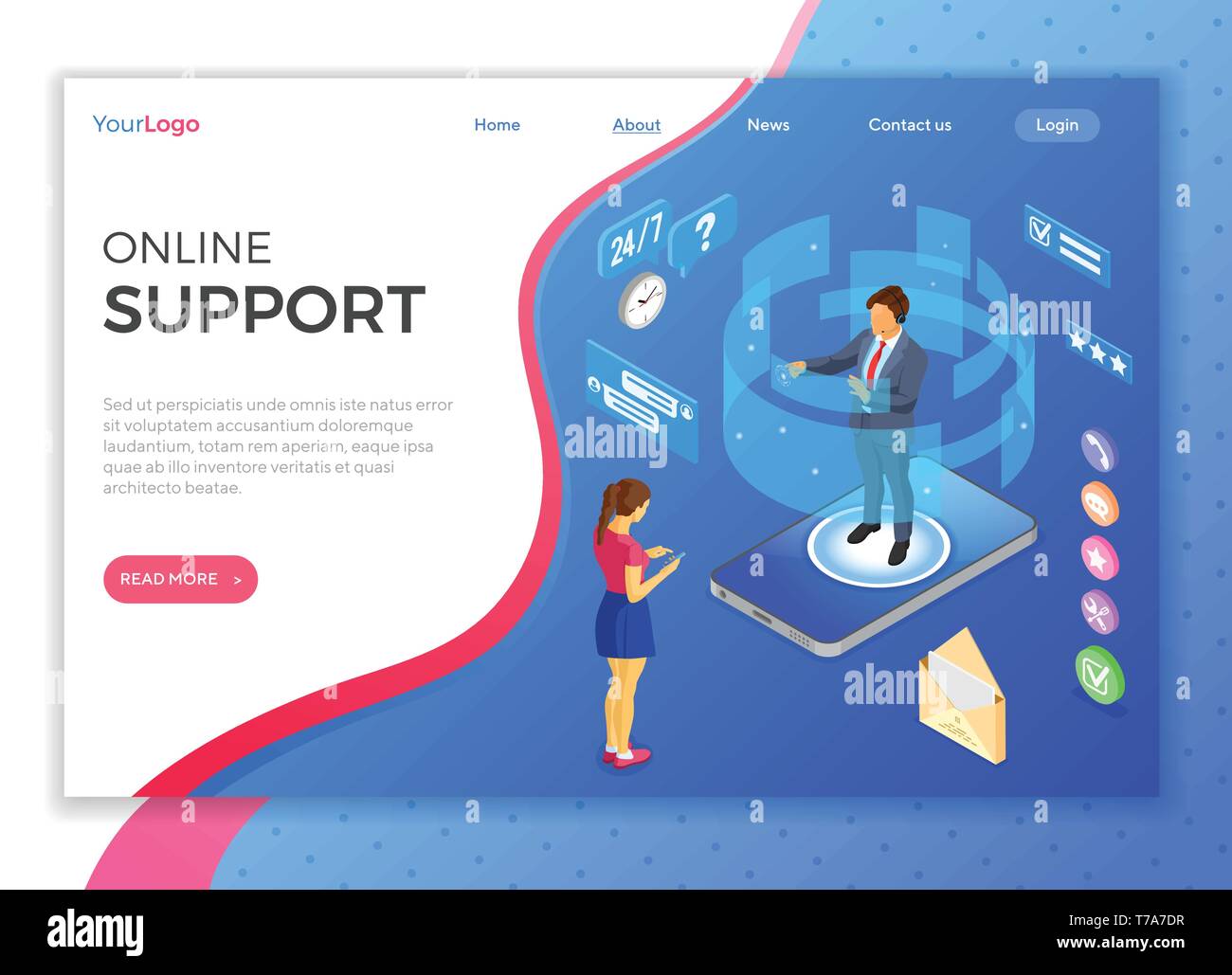 Isometric Online Customer Support Stock Vector Image & Art - Alamy