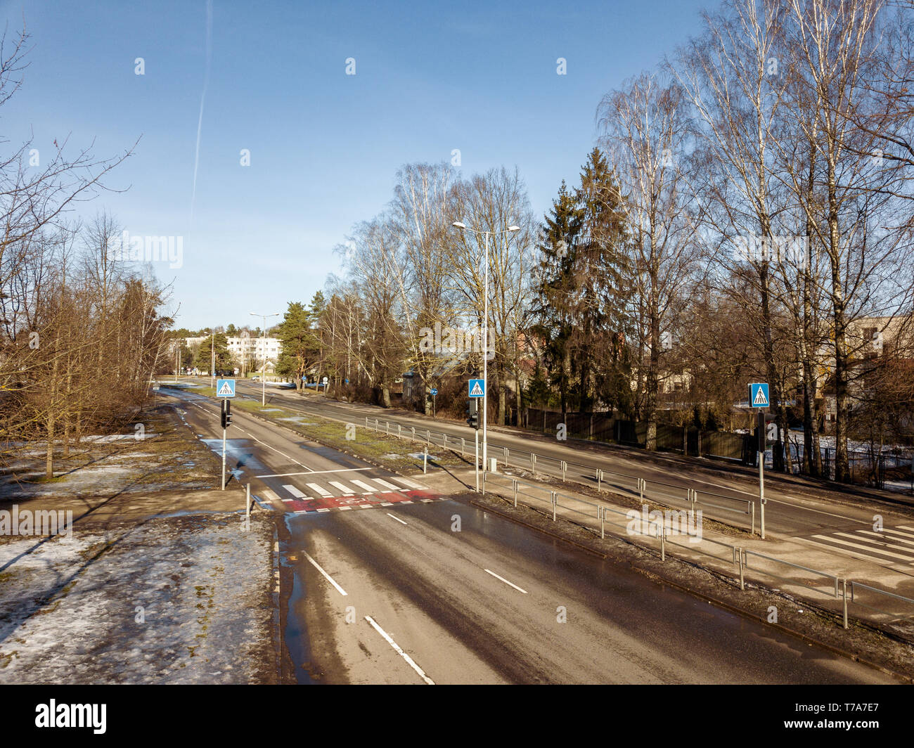 aerial view of rural area and roads in spring. overcast day Stock Photo ...
