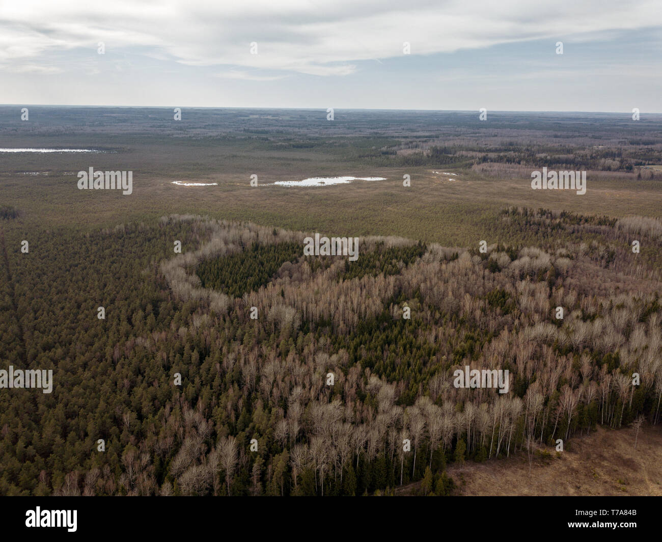aerial view of rural area and roads in spring. overcast day Stock Photo ...