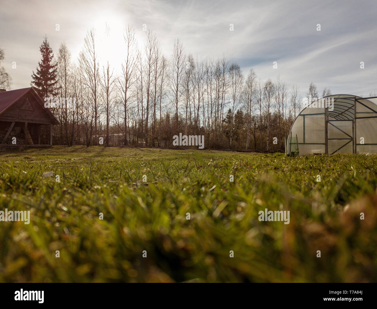 aerial view of rural area and roads in spring. overcast day Stock Photo ...