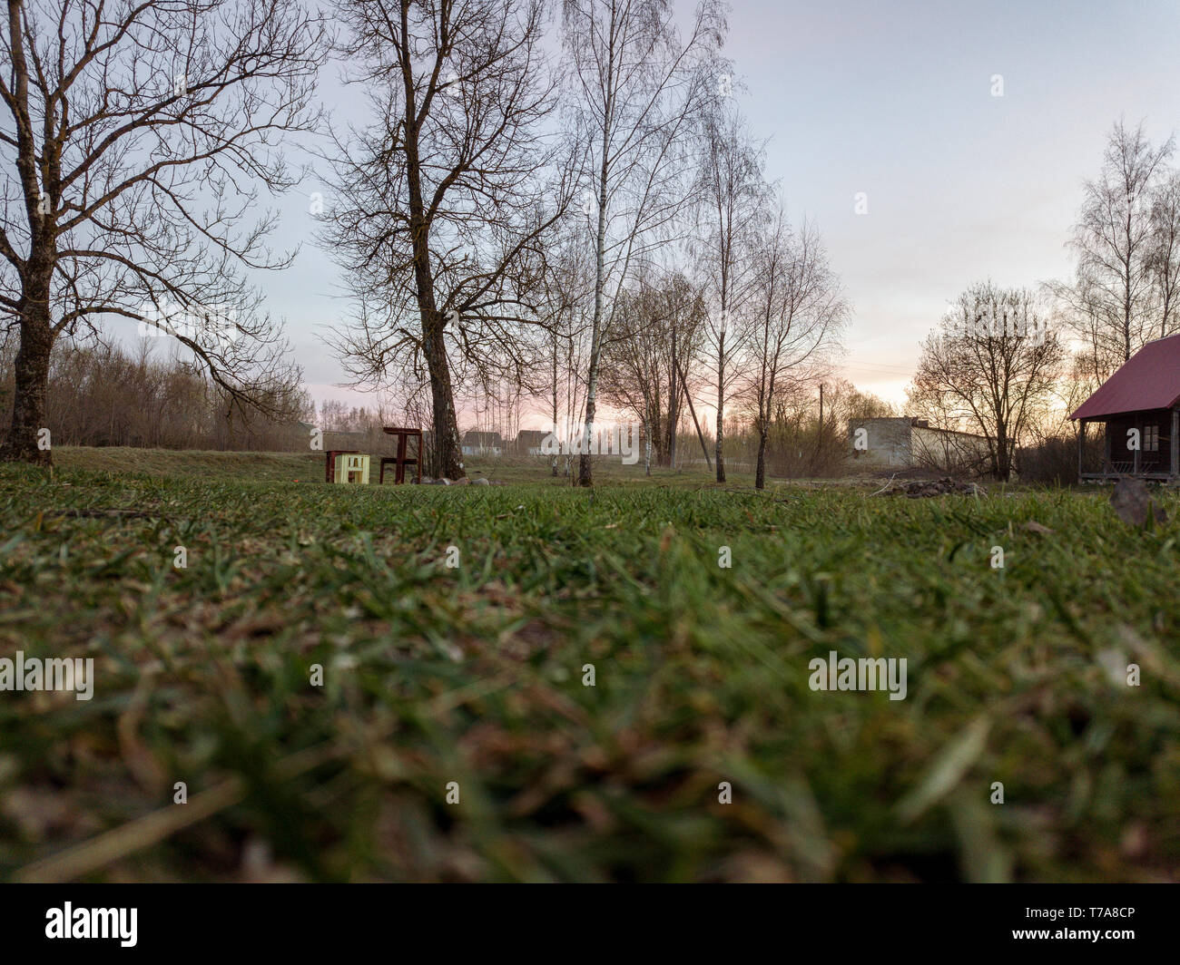aerial view of rural area and roads in spring. overcast day Stock Photo ...