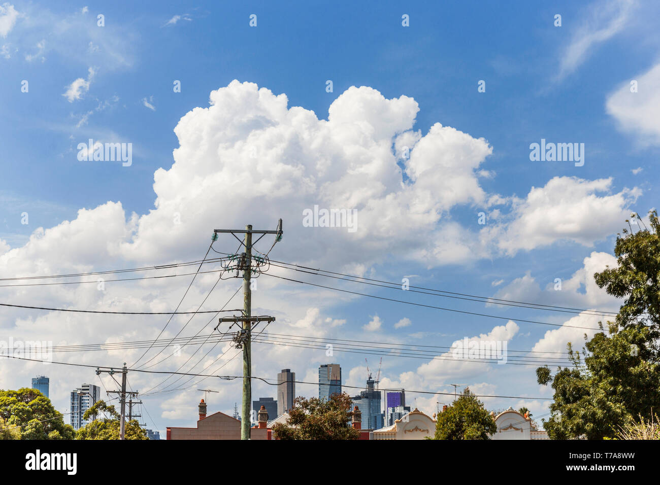 Summer suburban view with Melbourne sky line in the background Stock ...