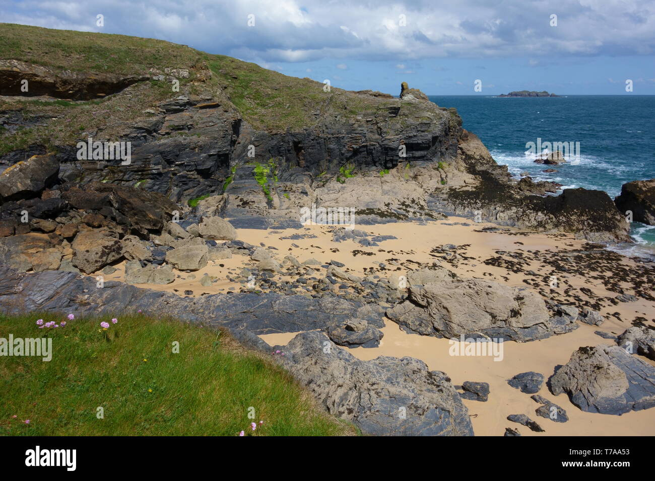 Penhallic point, Harlyn bay, North Cornwall, England, UK Stock Photo ...