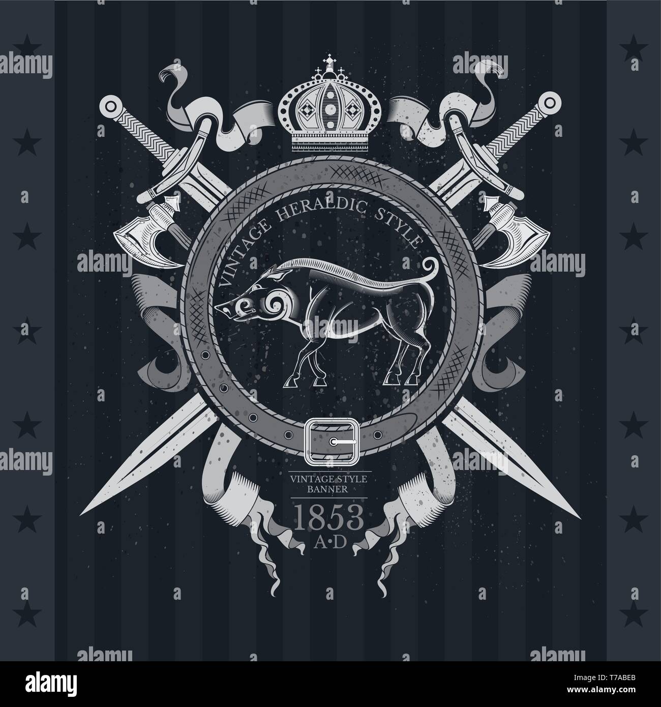 Crown and white boar Stock Vector Images - Alamy