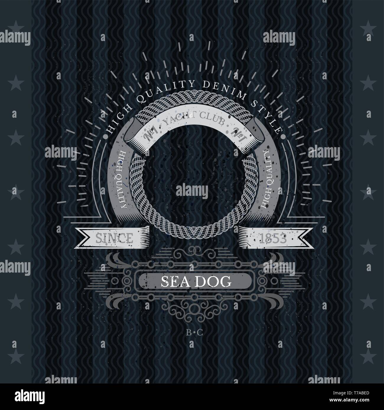 Circle Abstract Frame From Cord And Winding Ribbons. Marine Label With ...