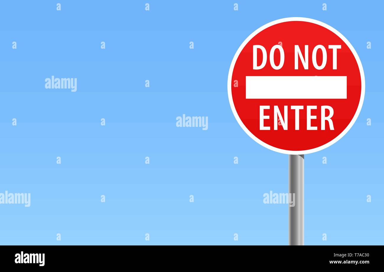 Red Do not enter road or street sign with blue sky background vector ...
