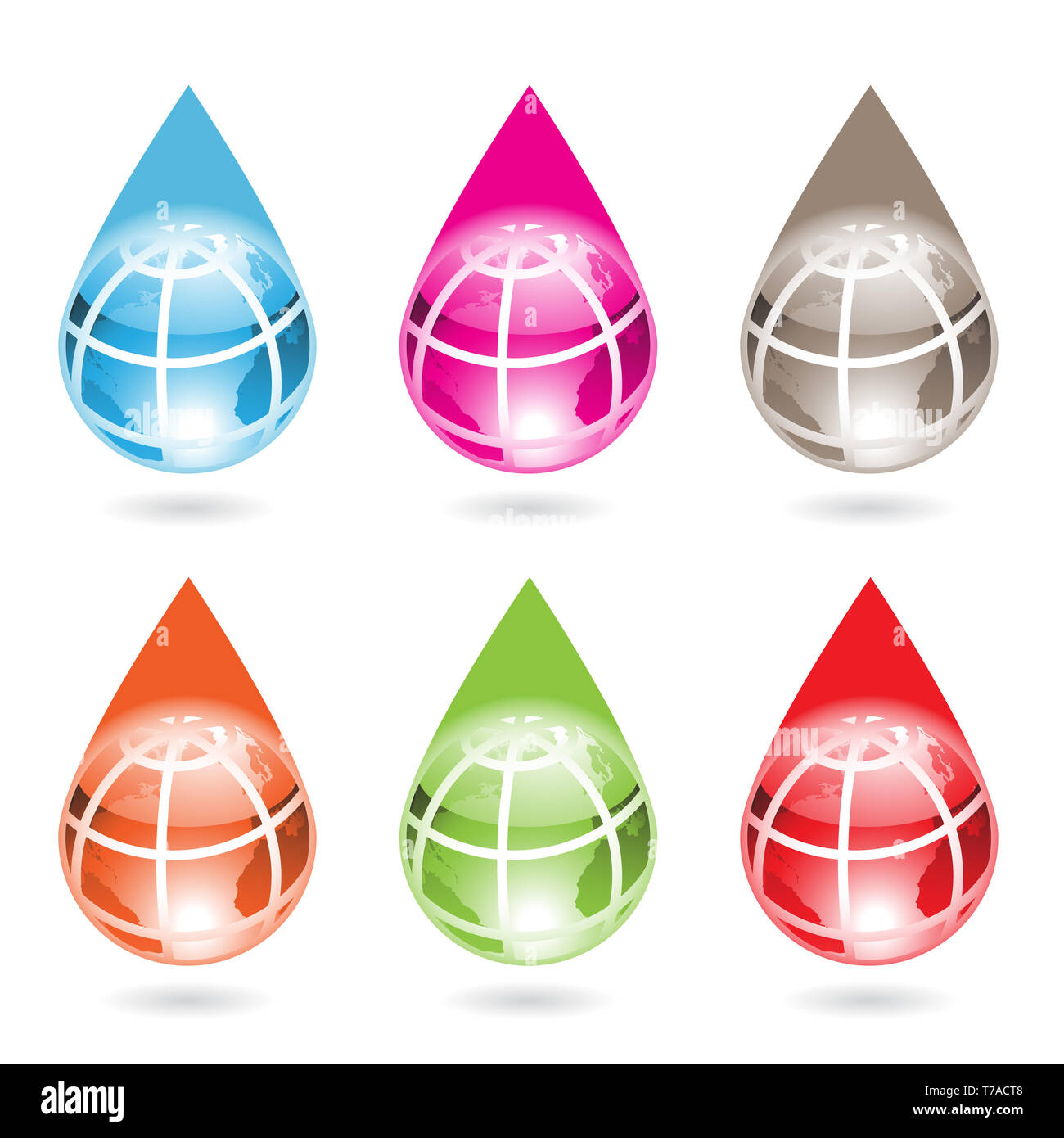 Vector Illustration of Earth Shaped Water Drops isolated on a white ...