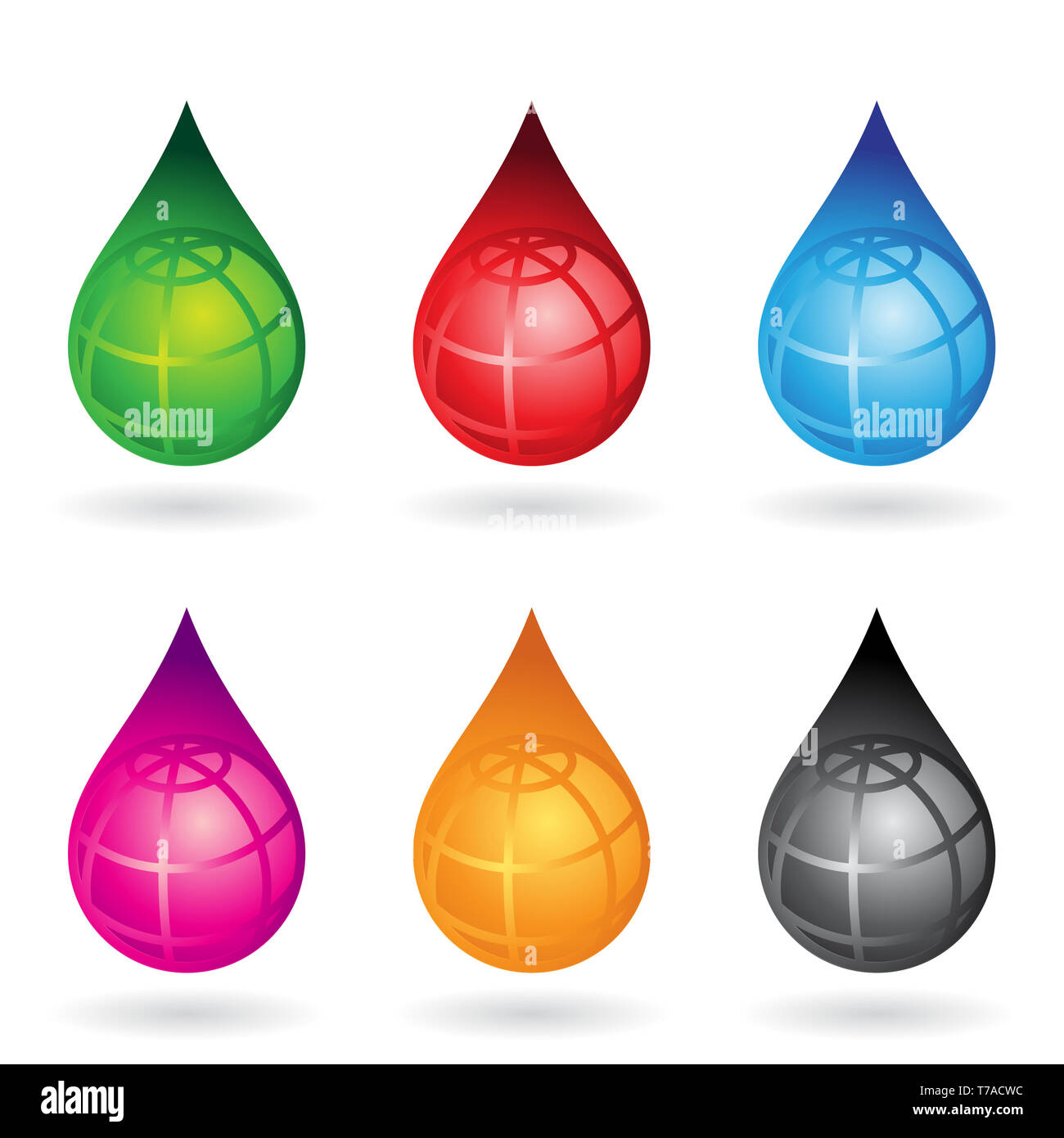 Vector Illustration of Earth Shaped Water Drops isolated on a white ...