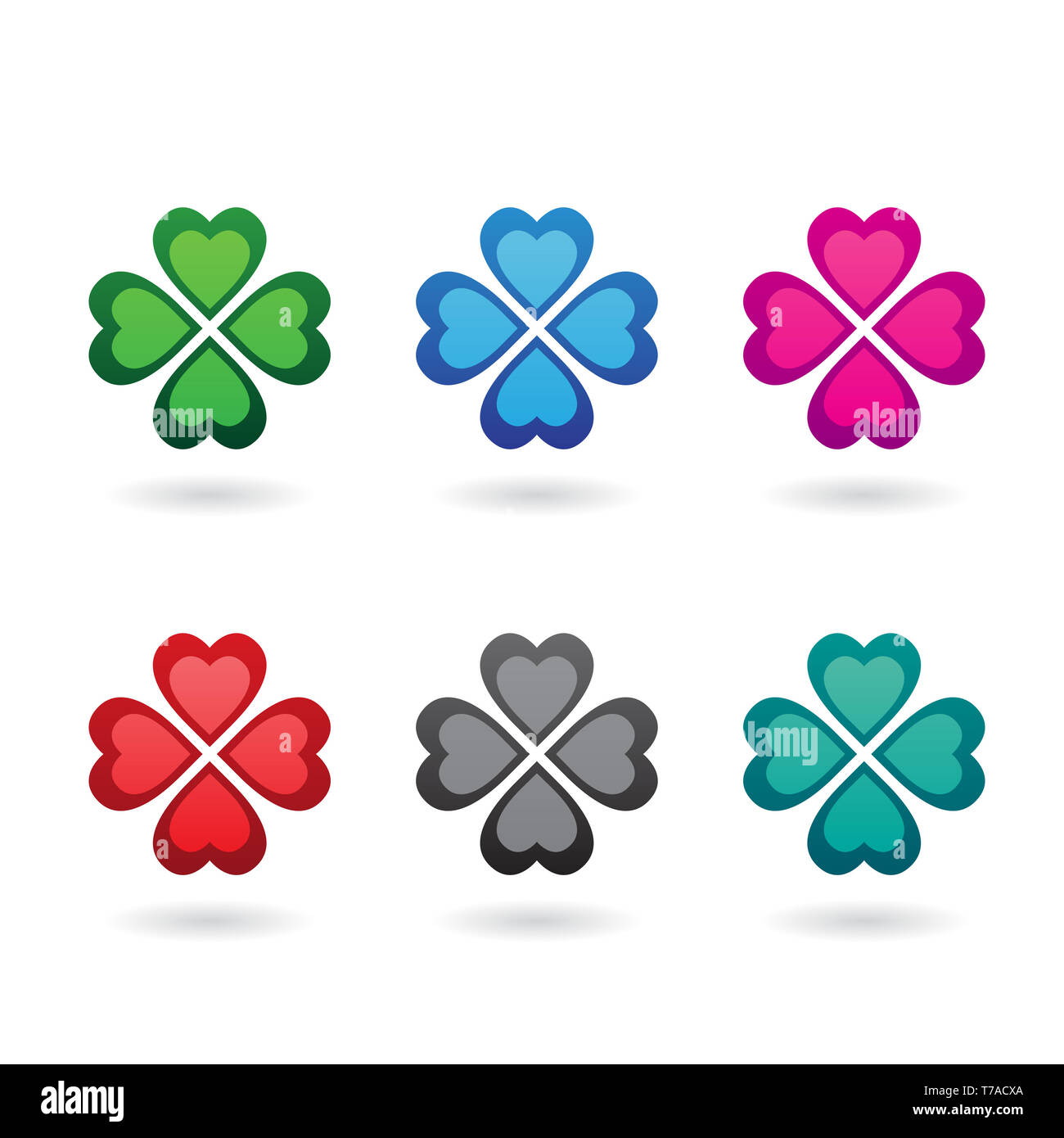 Vector Illustration of Abstract Heart Shaped Four Leaf Clover isolated ...