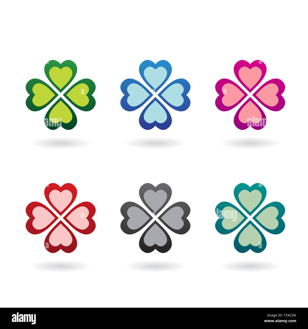 Vector Illustration of Abstract Heart Shaped Four Leaf Clover isolated ...