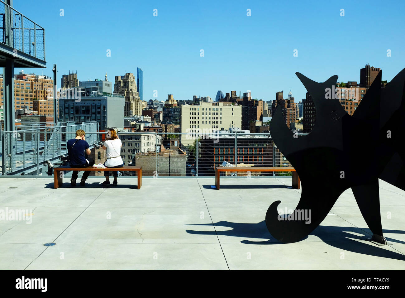Visitors on the terrace of Whitney Museum of American Art with ...