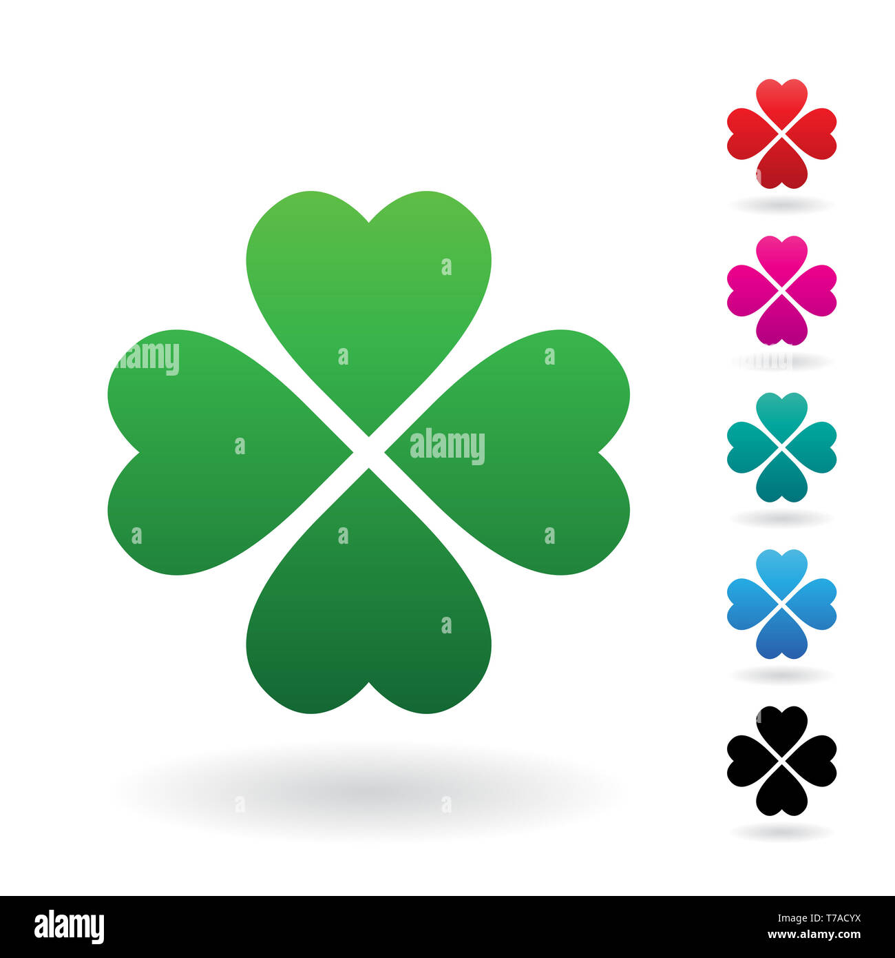 Vector Illustration of Abstract Heart Shaped Four Leaf Clover isolated ...
