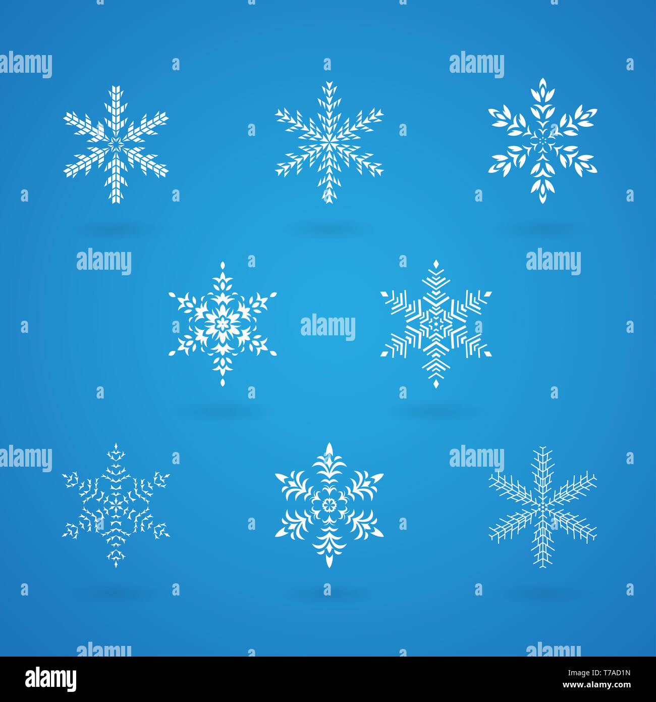 Vector Illustration of Snowflakes Crystals Icons Stock Photo - Alamy