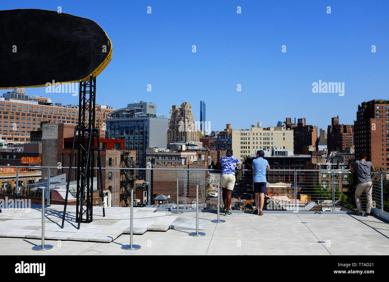 Visitors on the terrace of Whitney Museum of American Art with ...