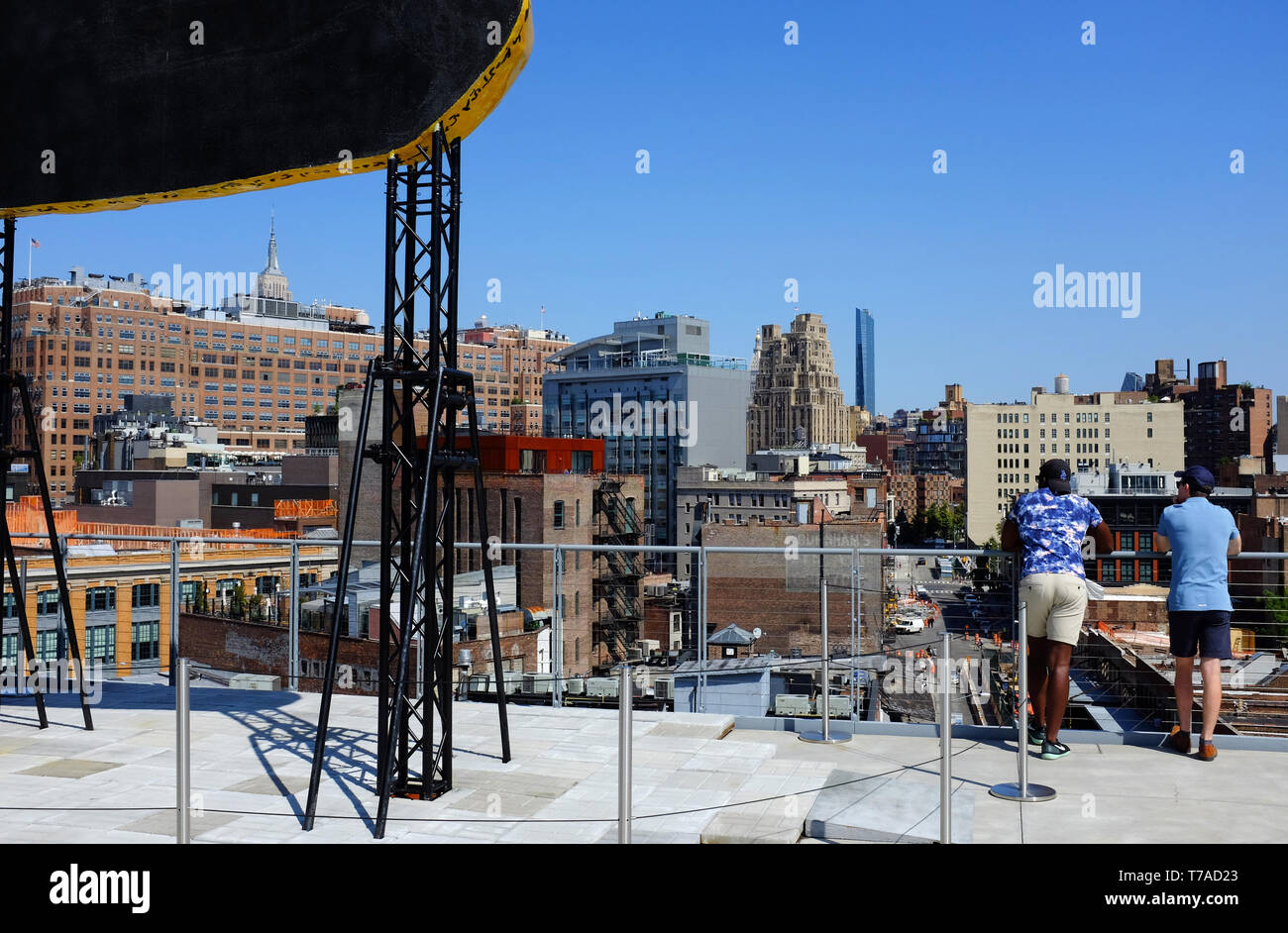 Visitors on the terrace of Whitney Museum of American Art with ...
