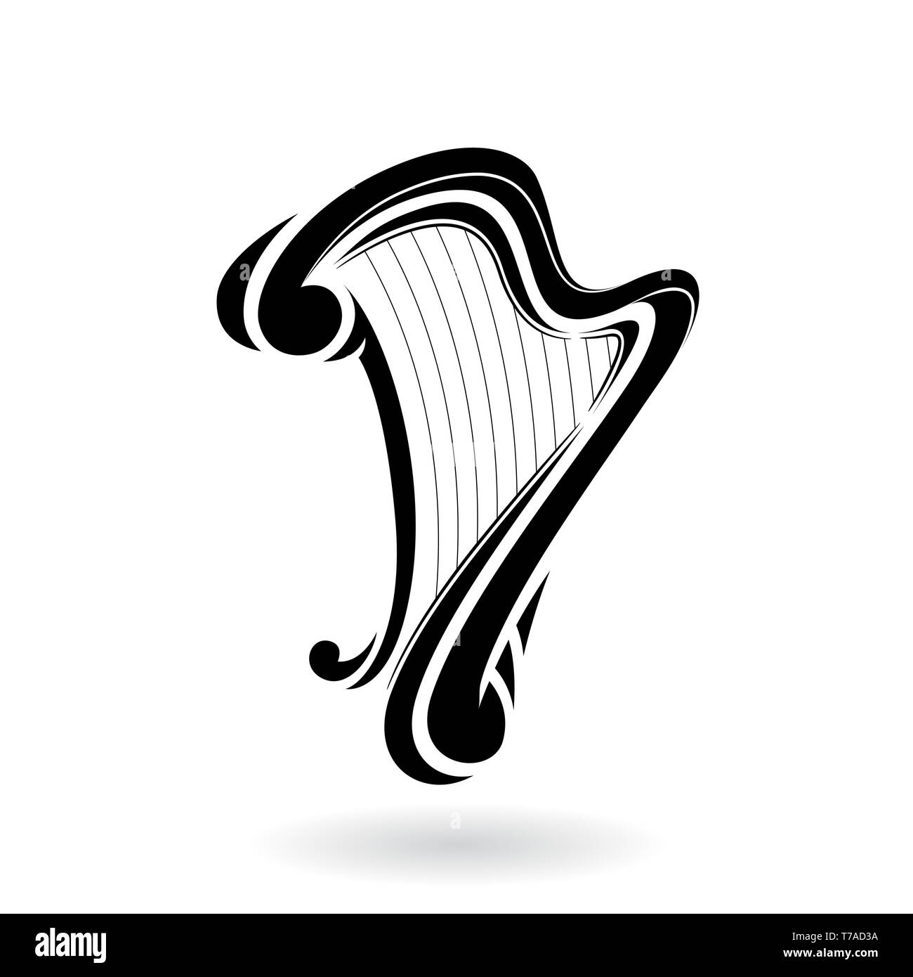 Vector Illustration of a Harp Icon isolated on a white background Stock ...