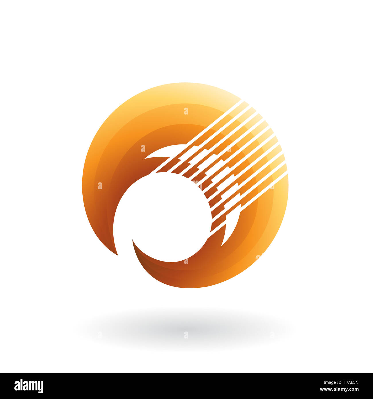 Vector Illustration of a Crescent Shaped Striped Abstract Icon isolated ...