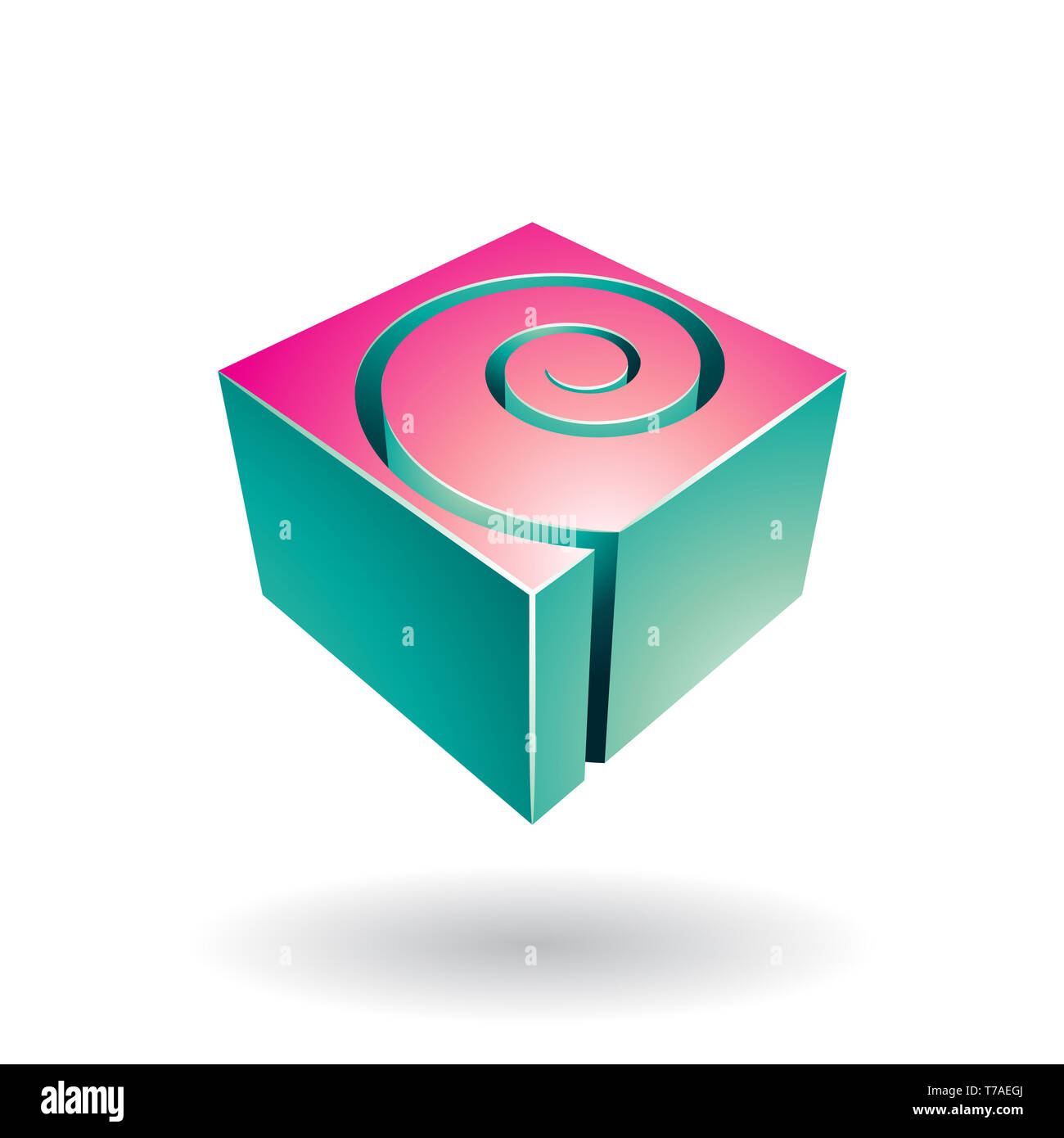 Vector Illustration of a Cubical Spiral Shape Abstract Icon isolated on ...