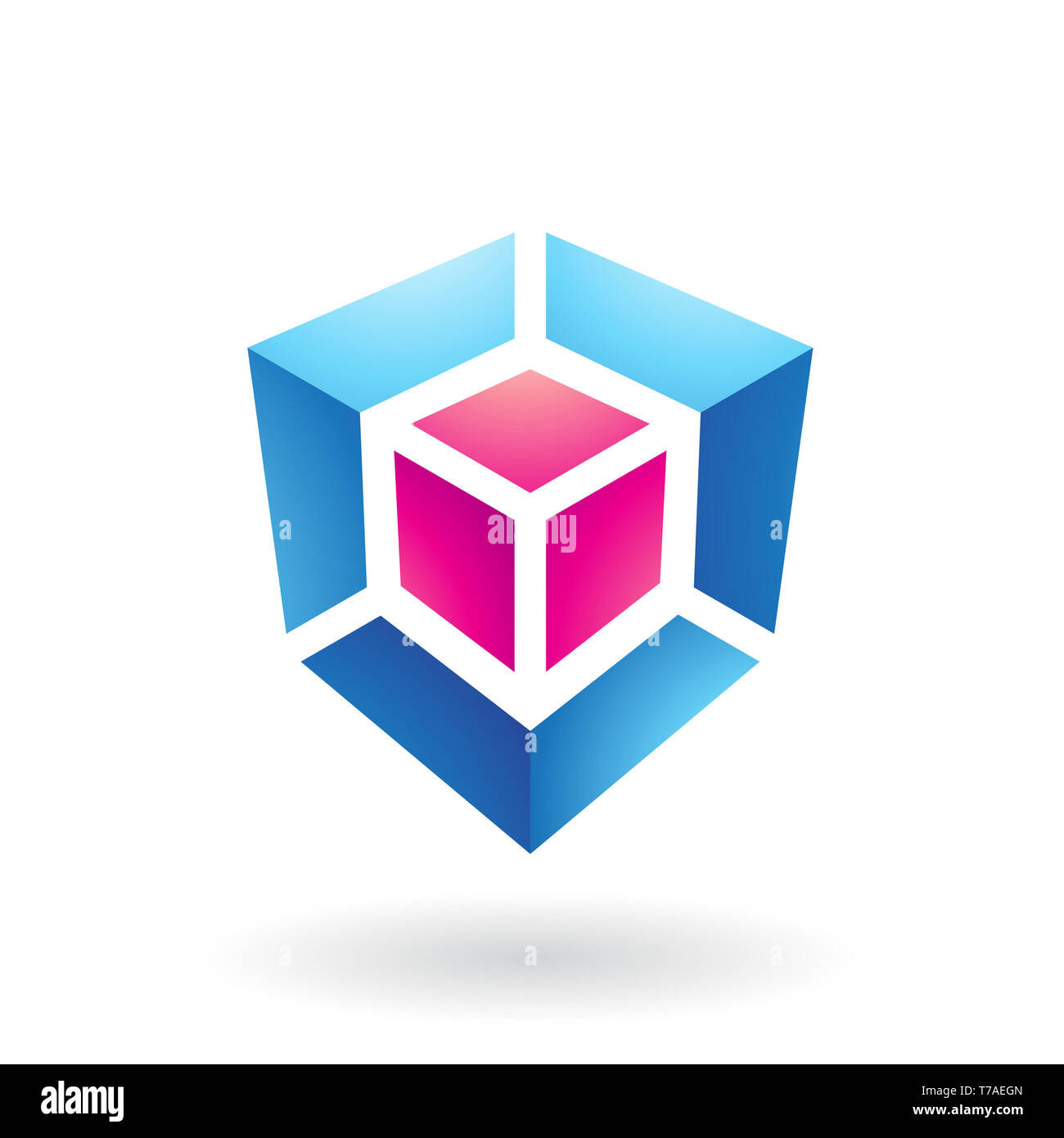 Vector Illustration of a Cube Shaped Abstract Icon isolated on a white ...