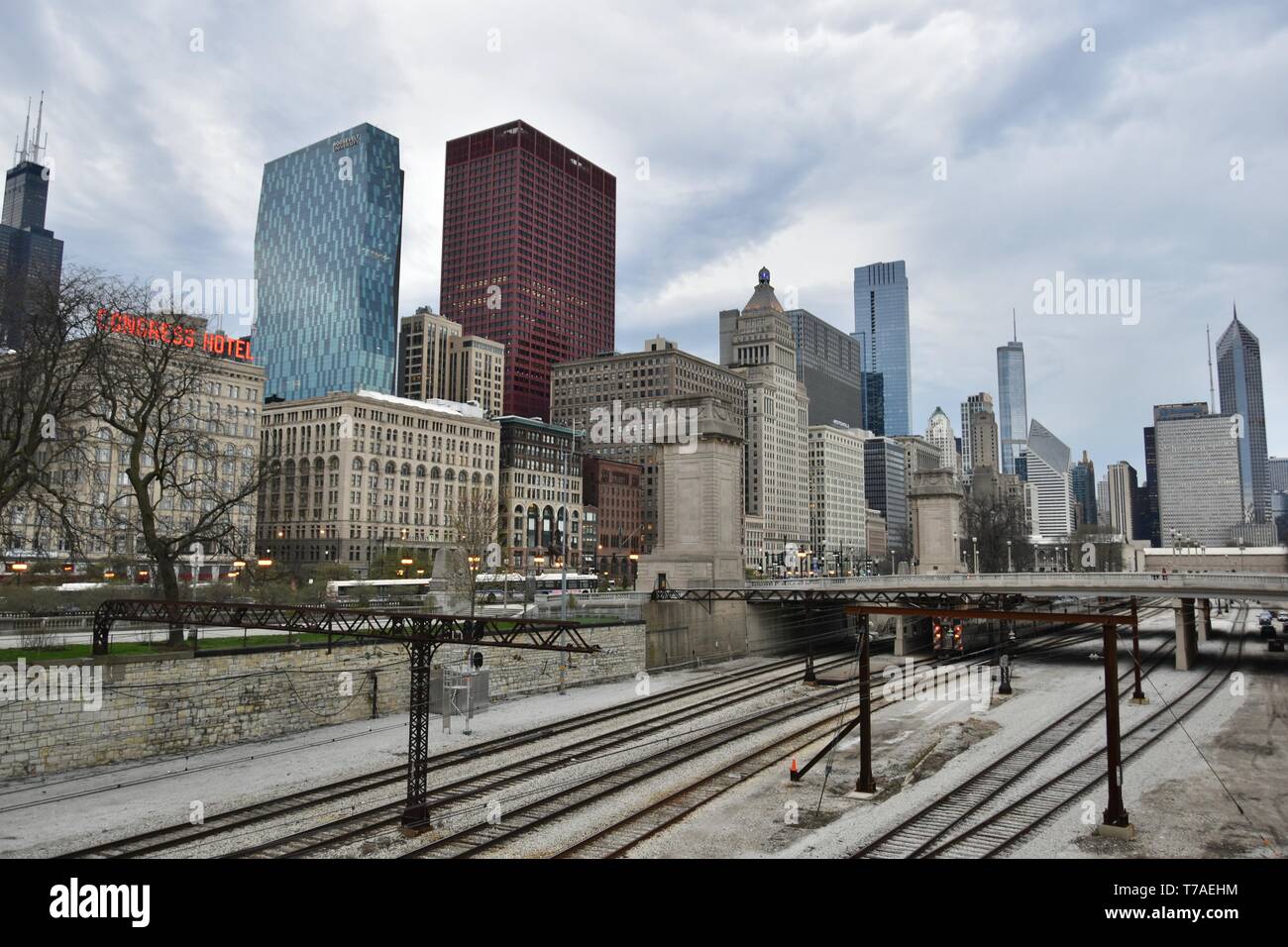 The Congress Hotel along Millennium Park, Chicago, Illinois Stock Photo ...