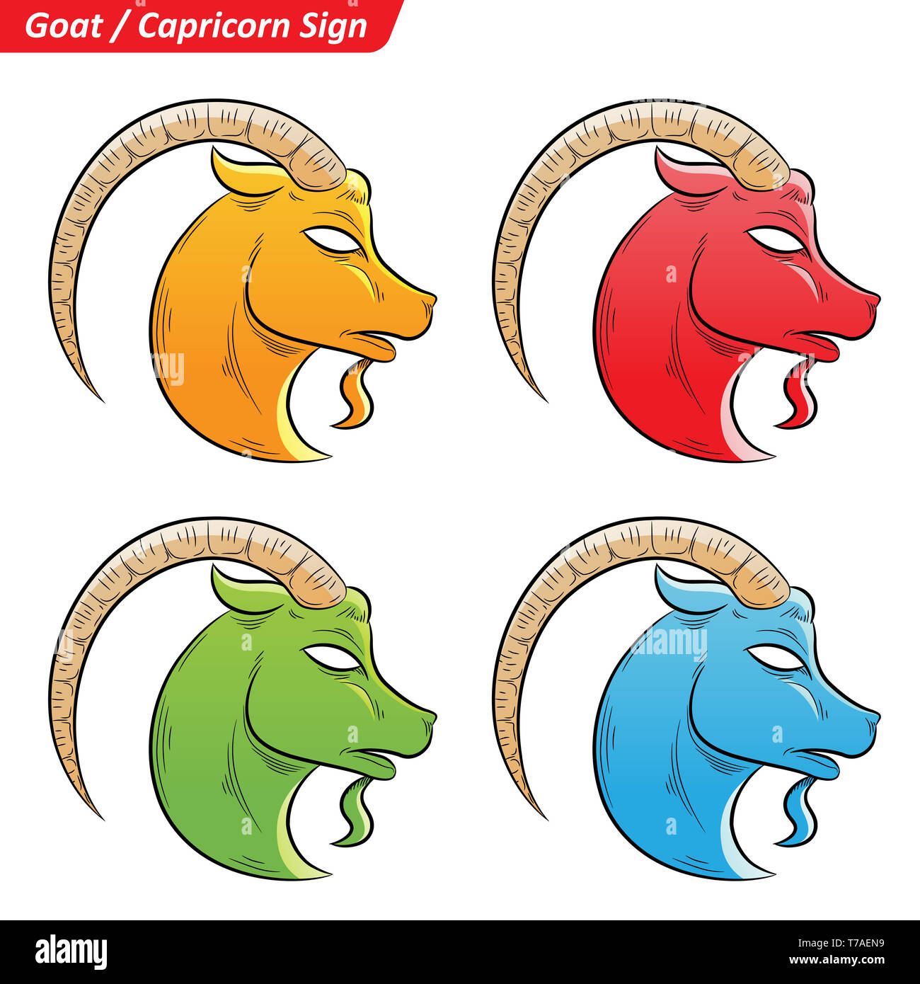 Vector Illustration of Colorful Capricorn Astrological Zodiac Star Sign ...