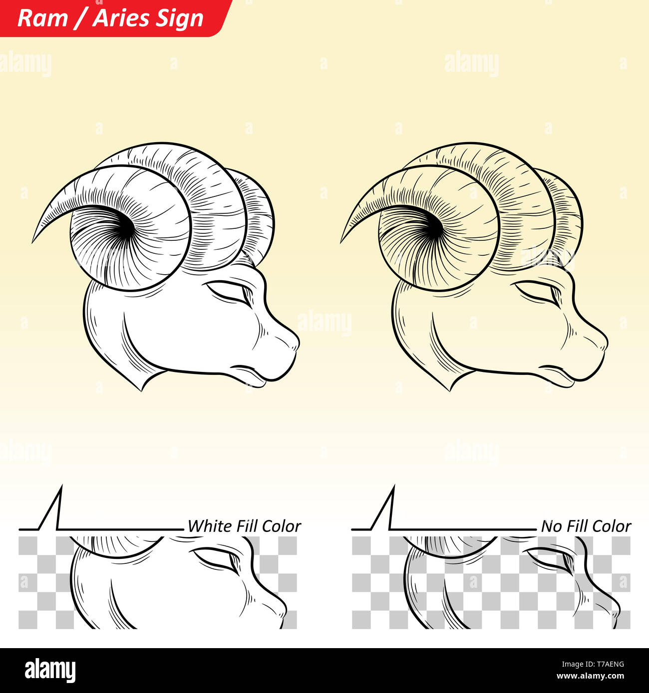 Vector Illustration of Aries Astrological Zodiac Star Sign Sketch Stock ...