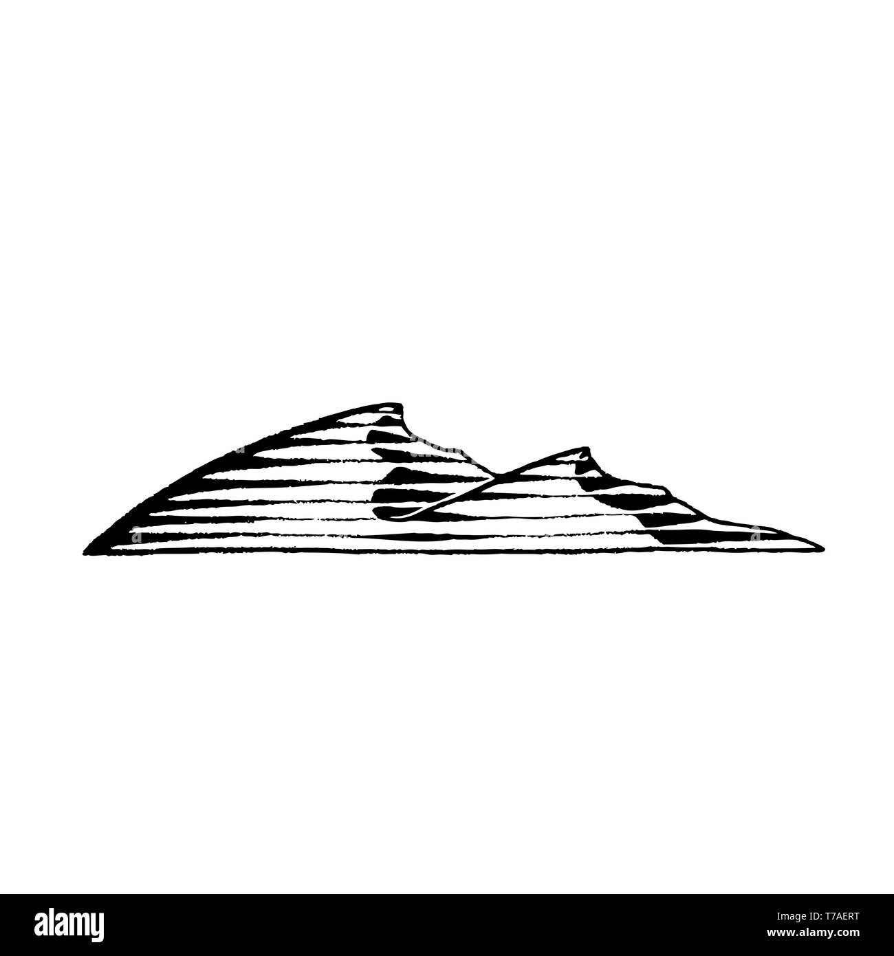 Vector Illustration of a Scratchboard Style Ink Drawing of Sand Dunes ...