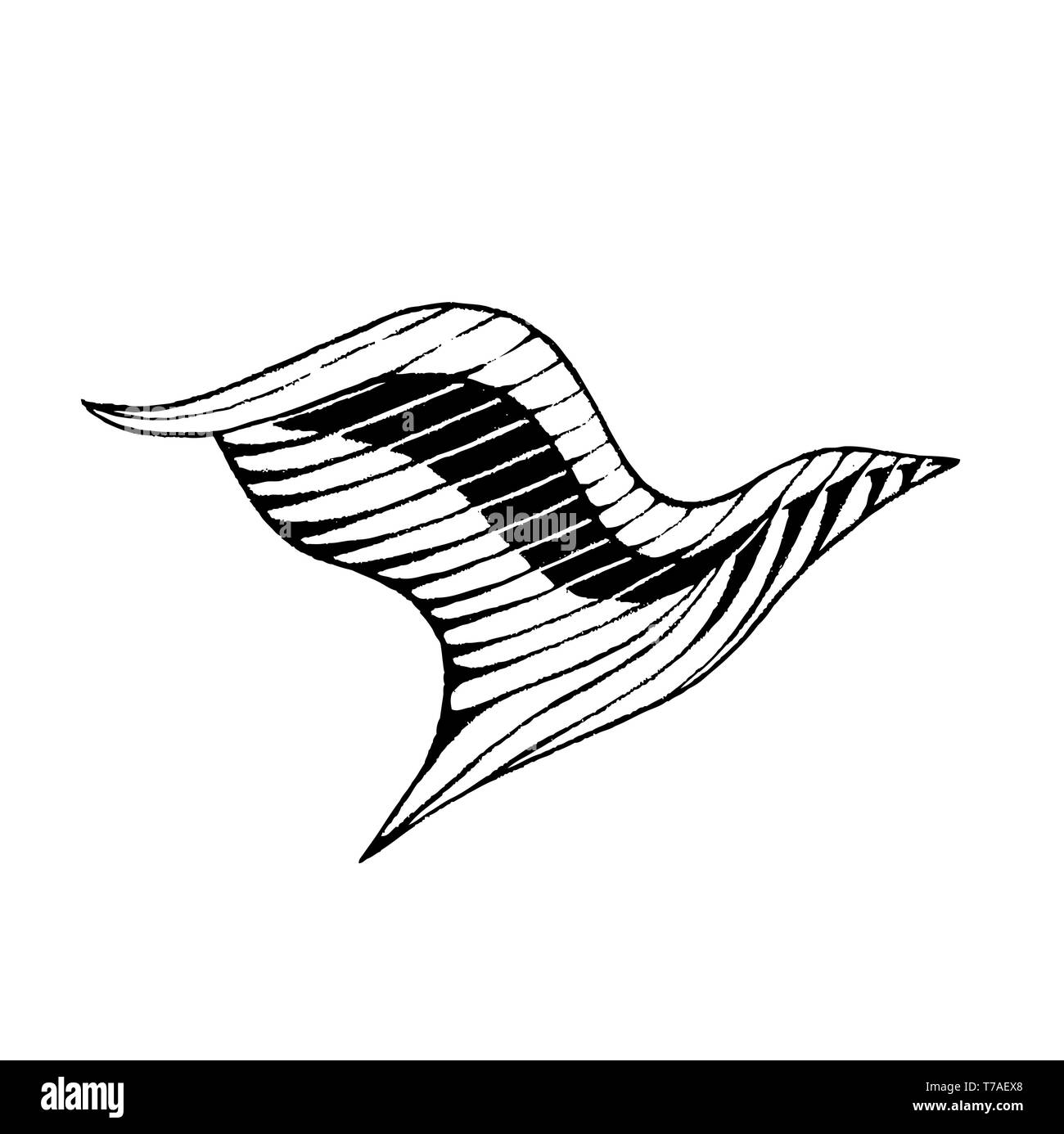 Vector Illustration of a Scratchboard Style Ink Drawing of a Bird Stock ...