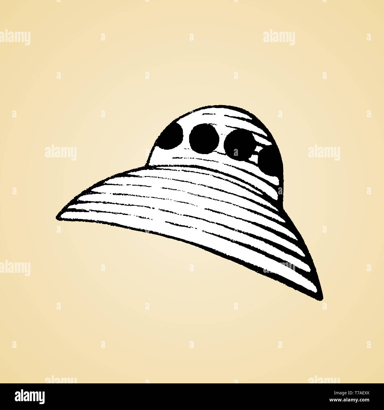 Vector Illustration of a Scratchboard Style Ink Drawing of an Alien ...