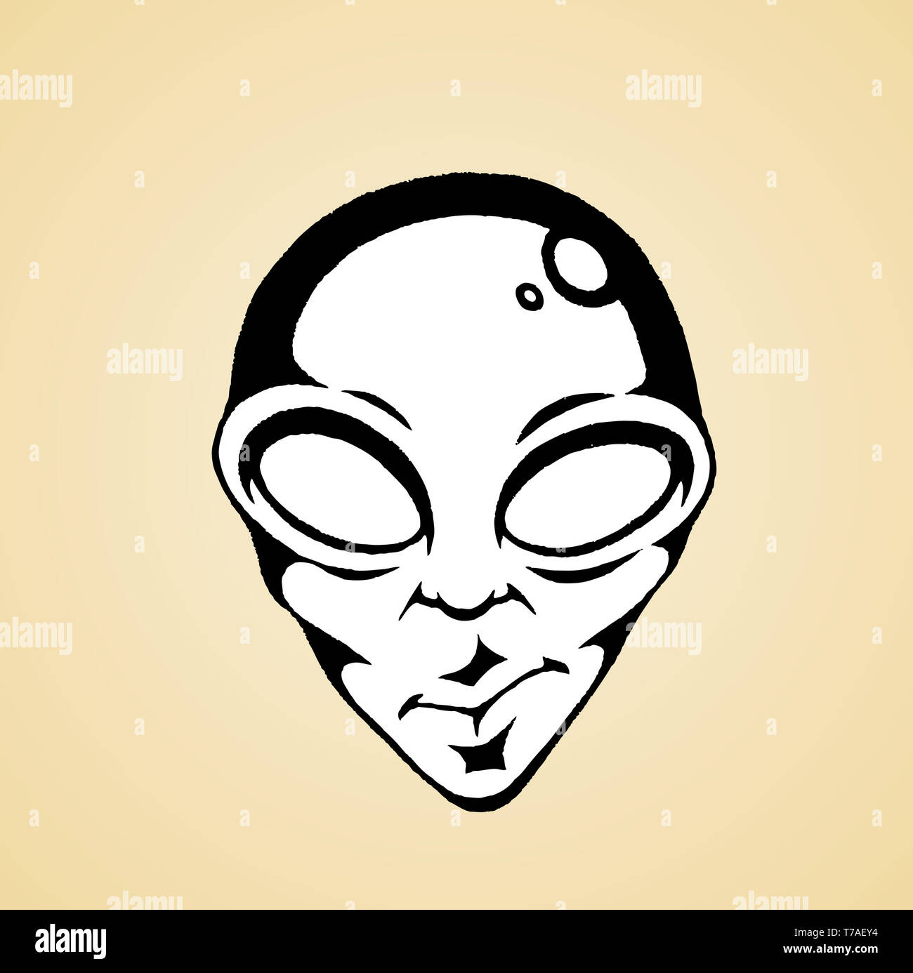 Vector Illustration of a Scratchboard Style Ink Drawing of an Alien ...