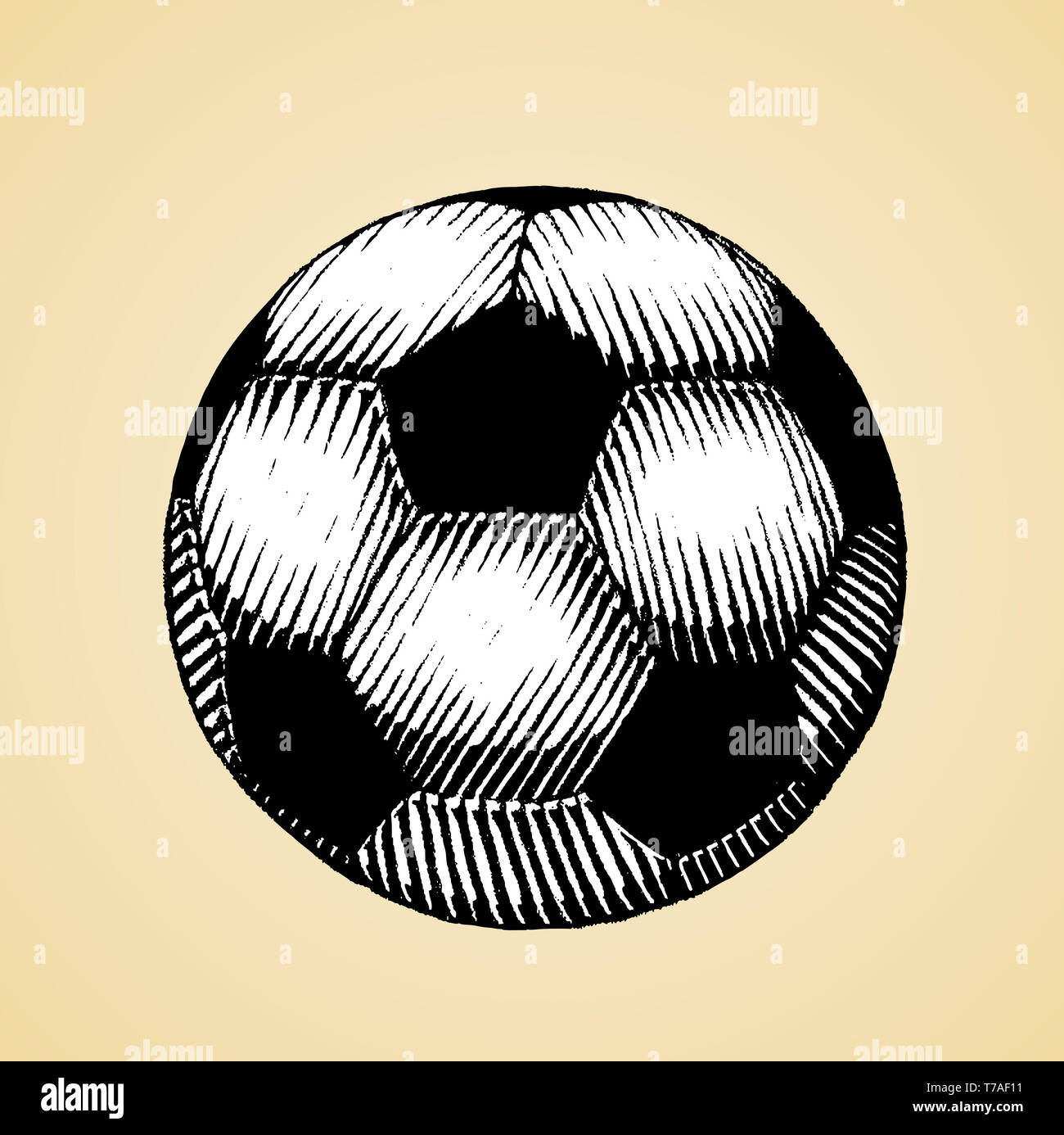 Vector Illustration of a Scratchboard Style Ink Drawing of a Soccer and ...