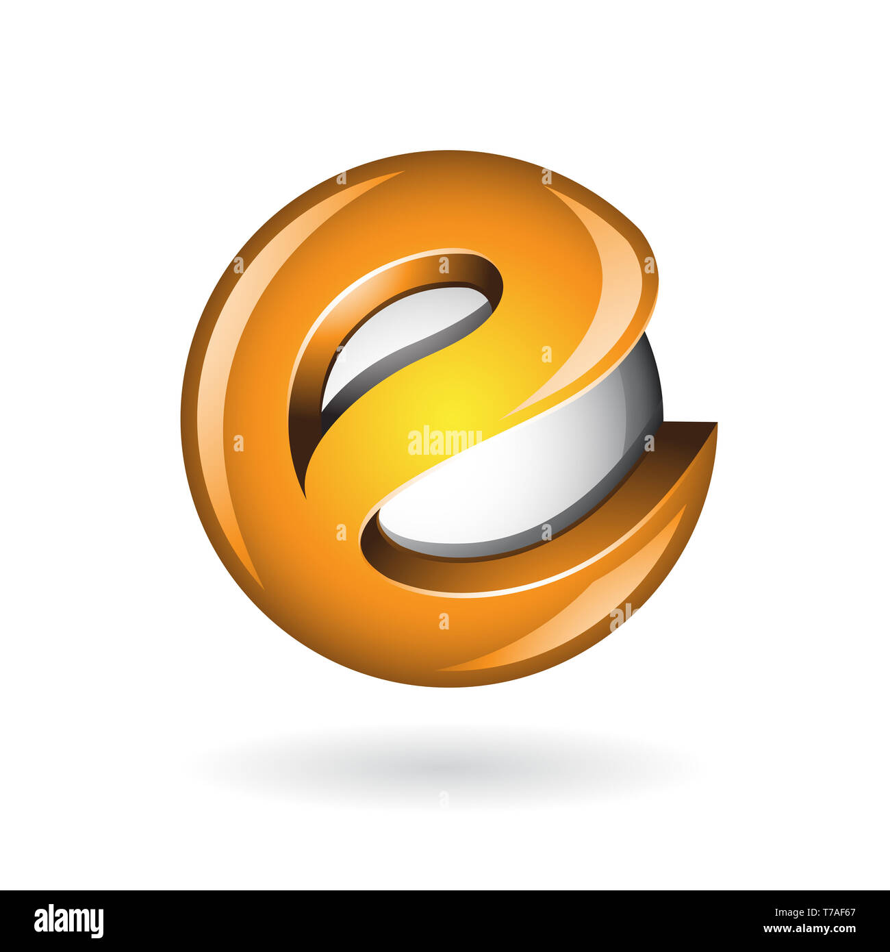 Round Glossy Letter E 3d Orange Logo Shape Vector Illustration Stock ...