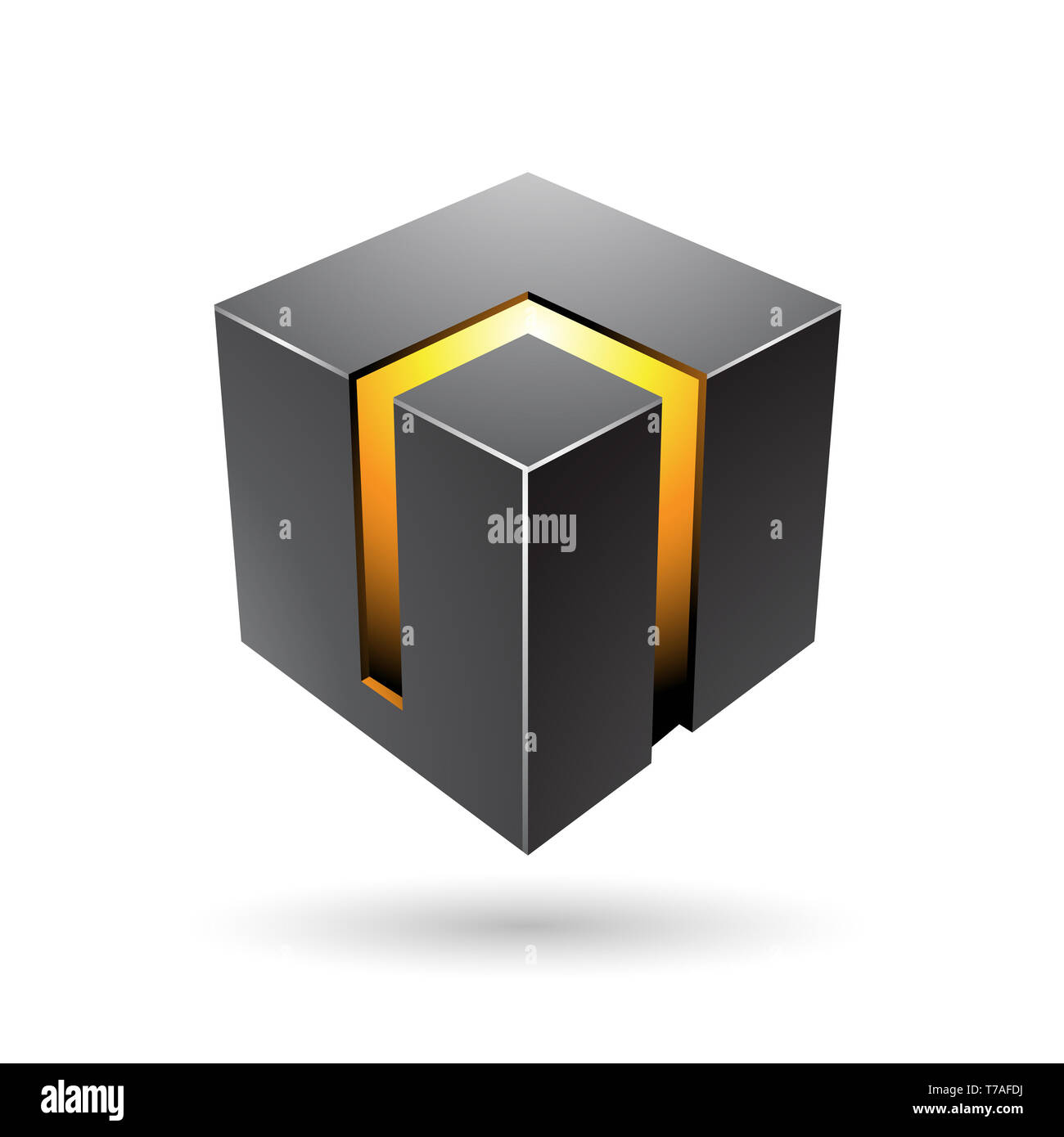 Vector Illustration of Black and Yellow 3d Bold Cube Stock Photo - Alamy